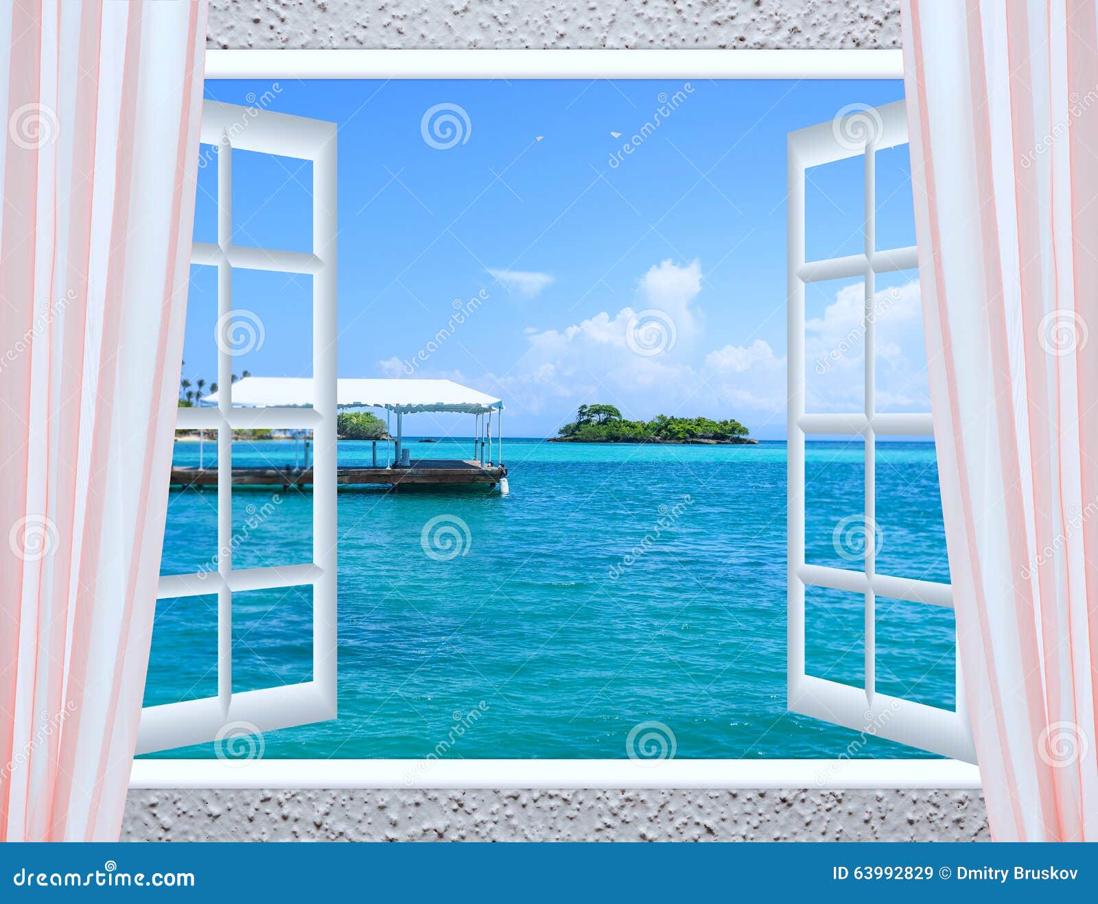 Open window to the sea stock image. Image of background - 63992829