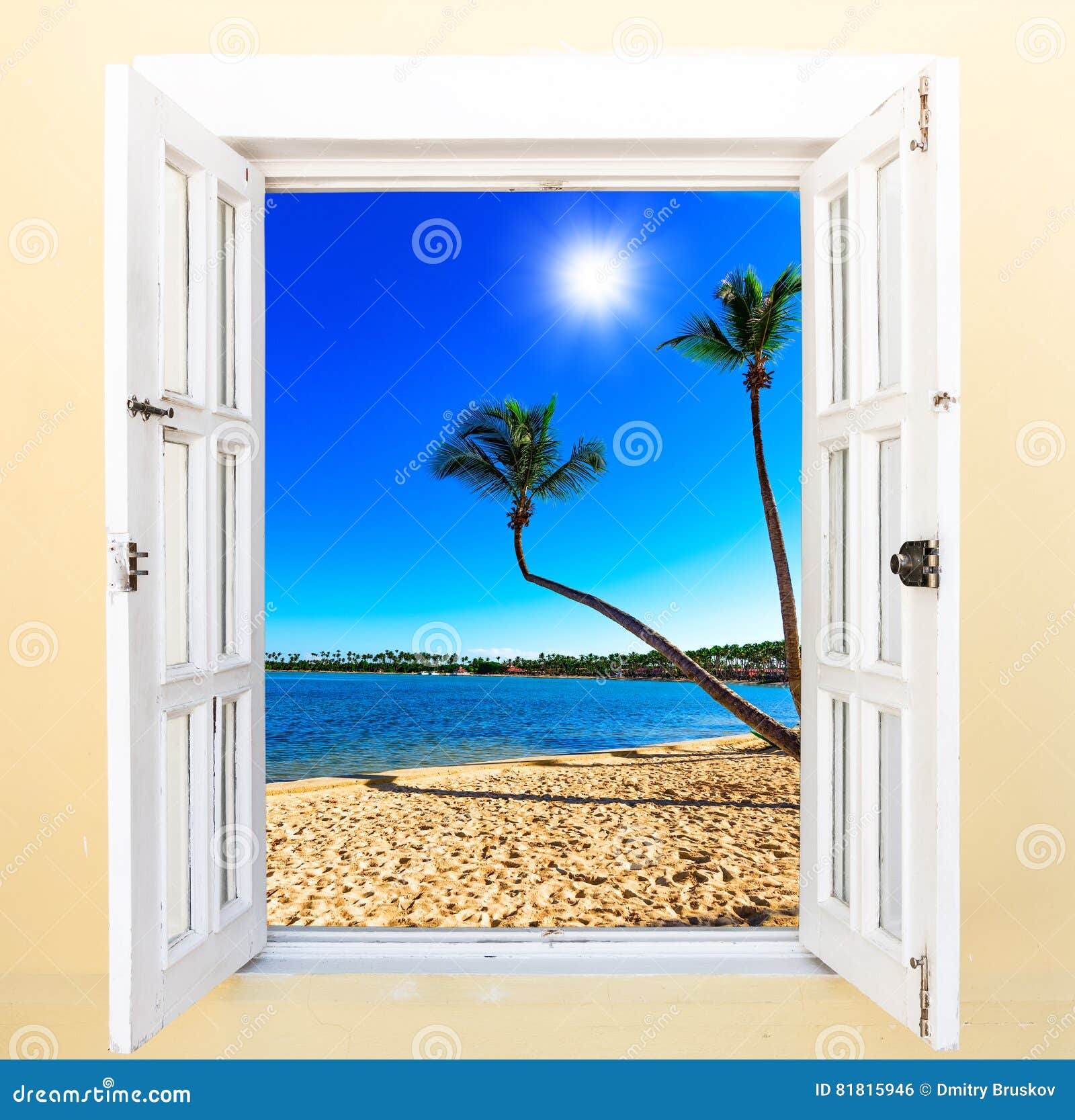 Open window to the sea stock photo. Image of nature, sandy - 81815946