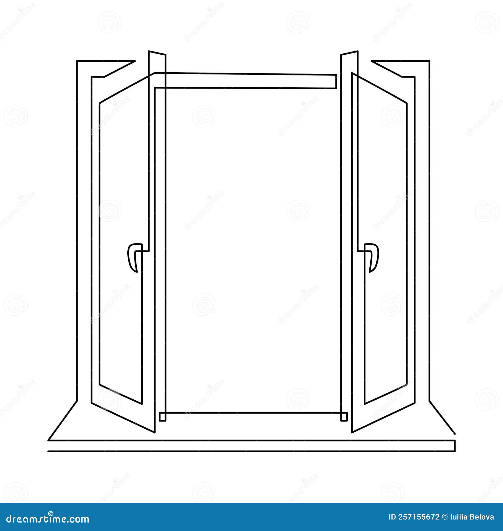 Open Window with Two Sashes. Continuous Line Drawing Stock Vector ...