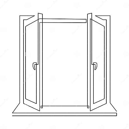 Open Window with Two Sashes. Continuous Line Drawing Stock Vector ...