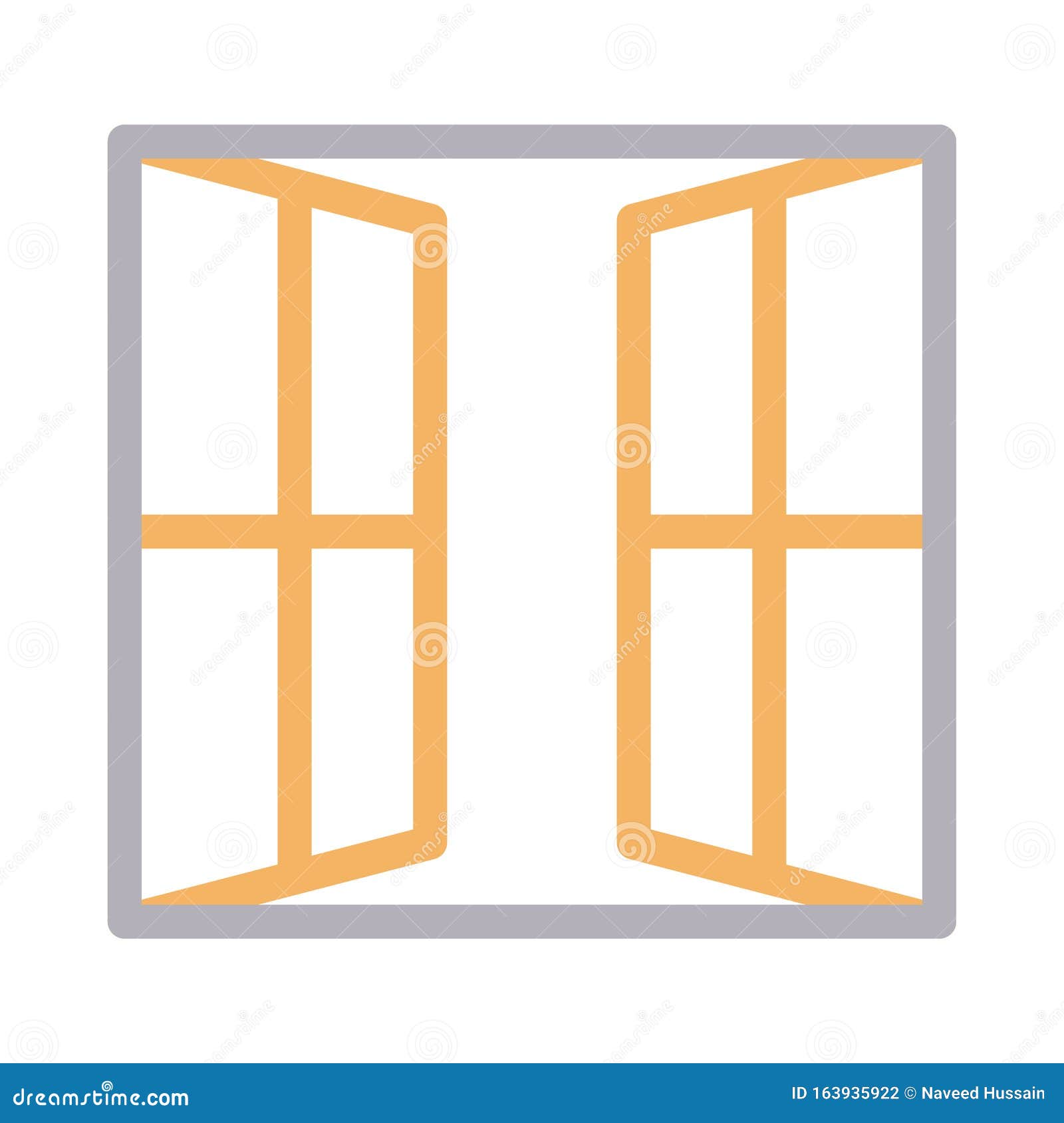Open Window Vector Color Line Icon Stock Illustration - Illustration of ...