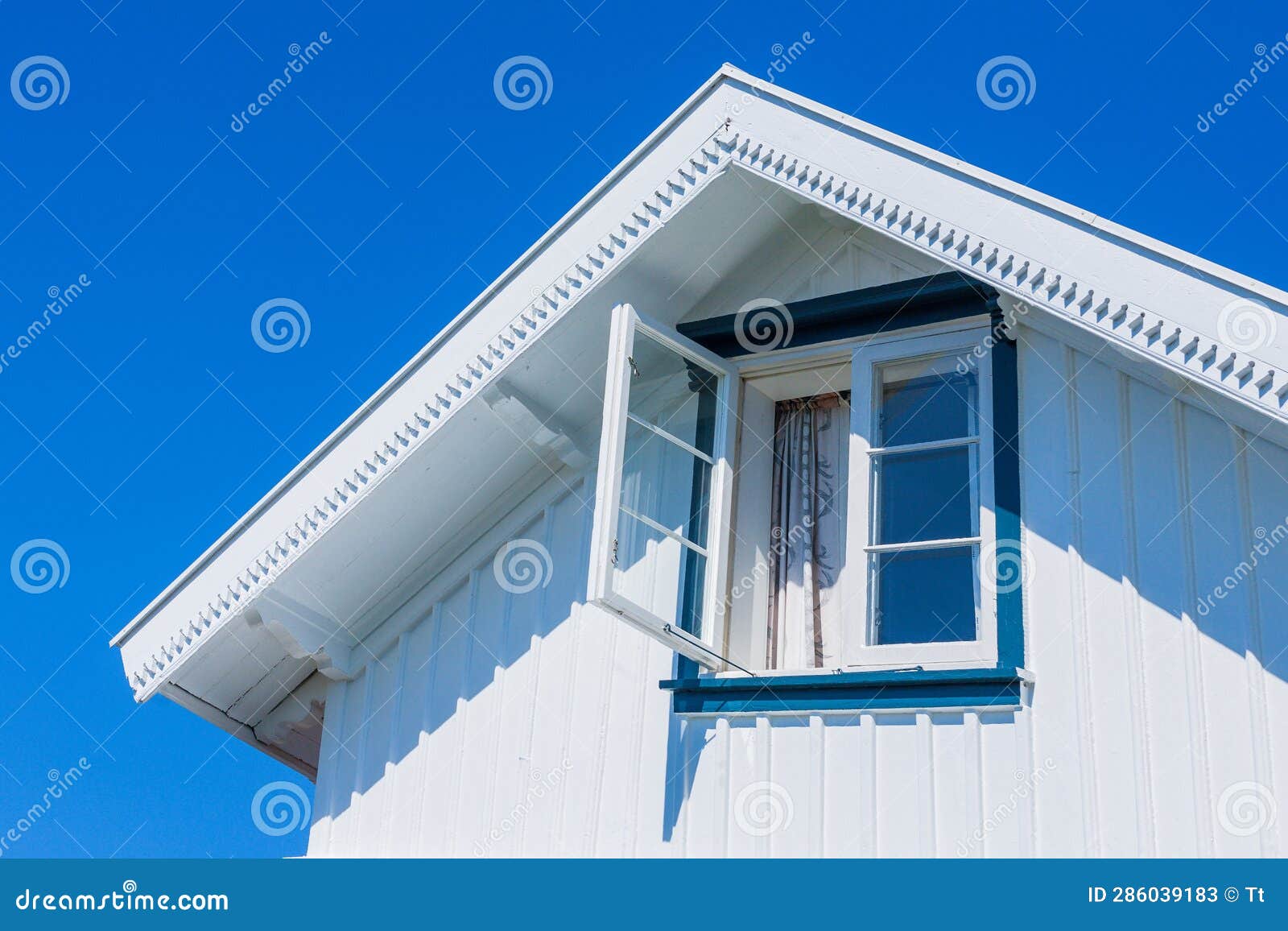 Open Window for Ventilation in a Cottage Stock Image - Image of ...