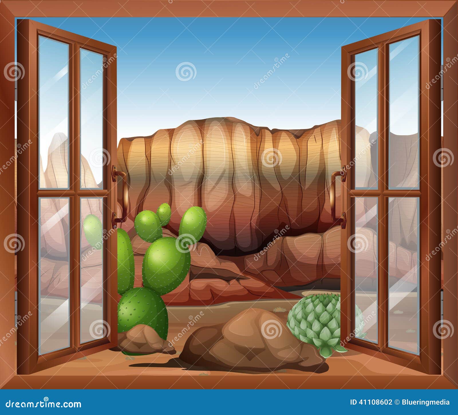 Open Window View Desert Stock Illustrations – 23 Open Window View ...