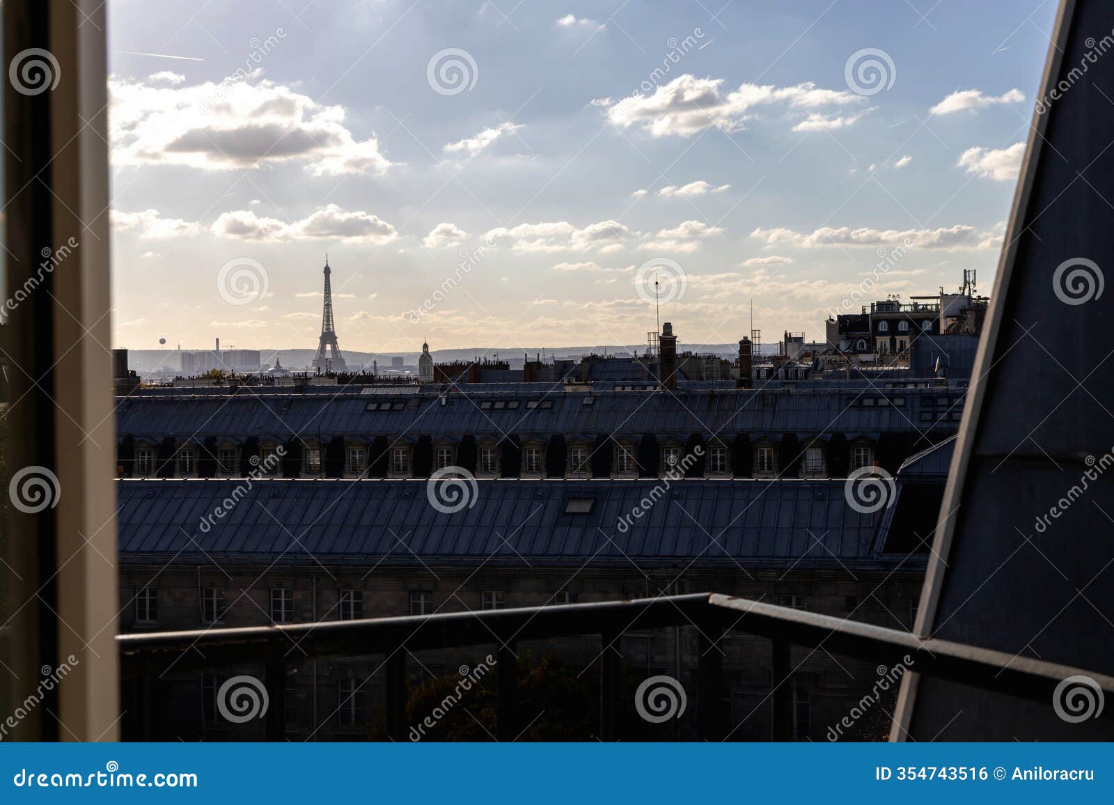 Open Window with View of Rooftops and Eiffel Tower in Paris, France ...