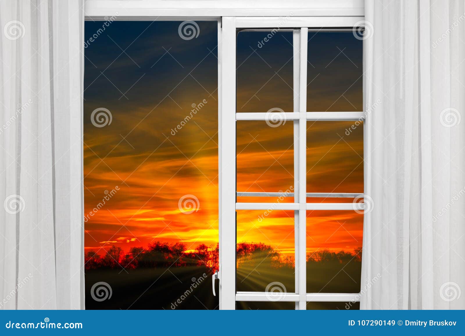 Open window cloud sun stock illustration. Illustration of frame - 107290149