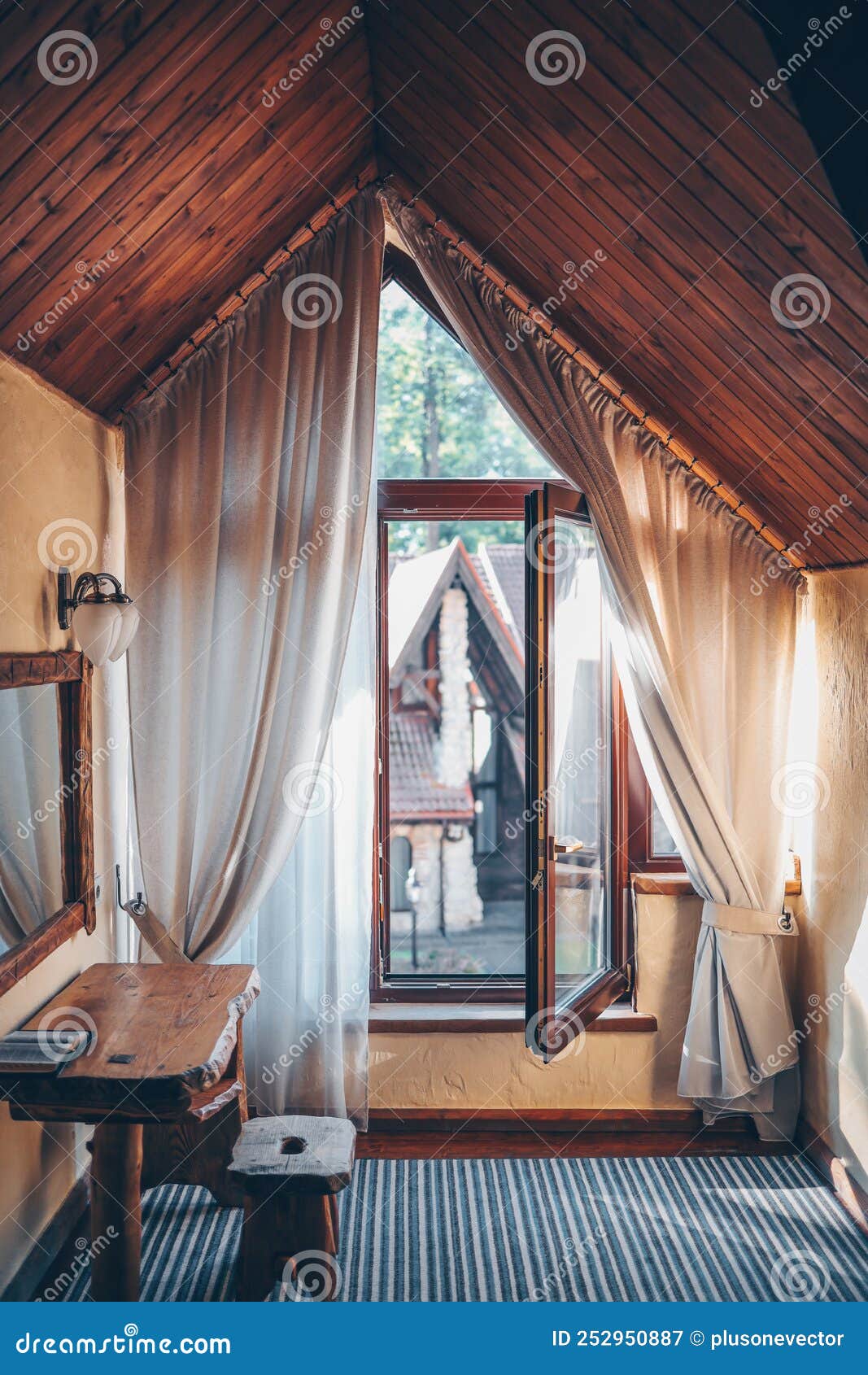 Open Window with a View in a Vintage Room Stock Image - Image of ...