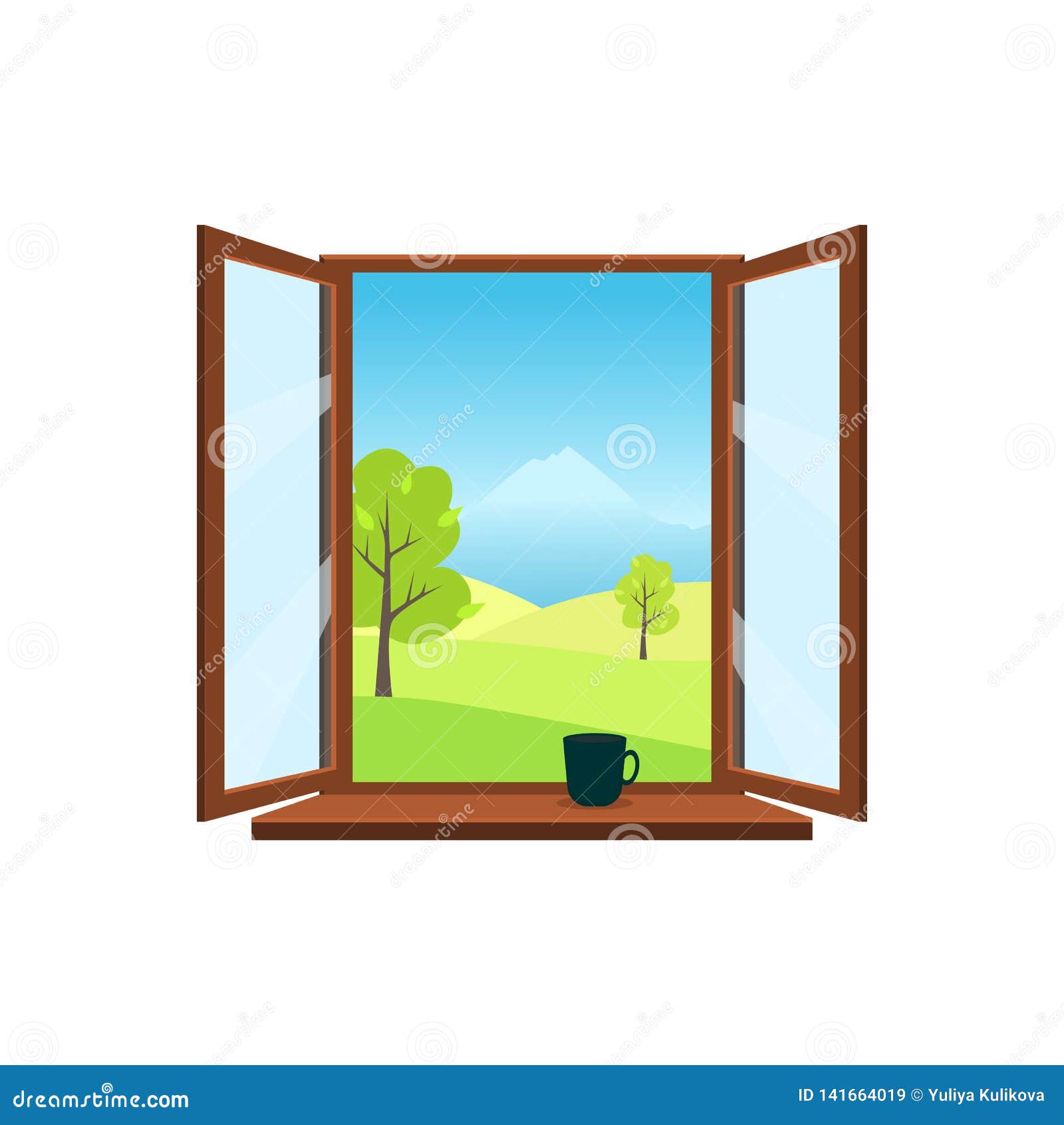 Open Window on White Background. Open Window Overlooking the Beautiful ...