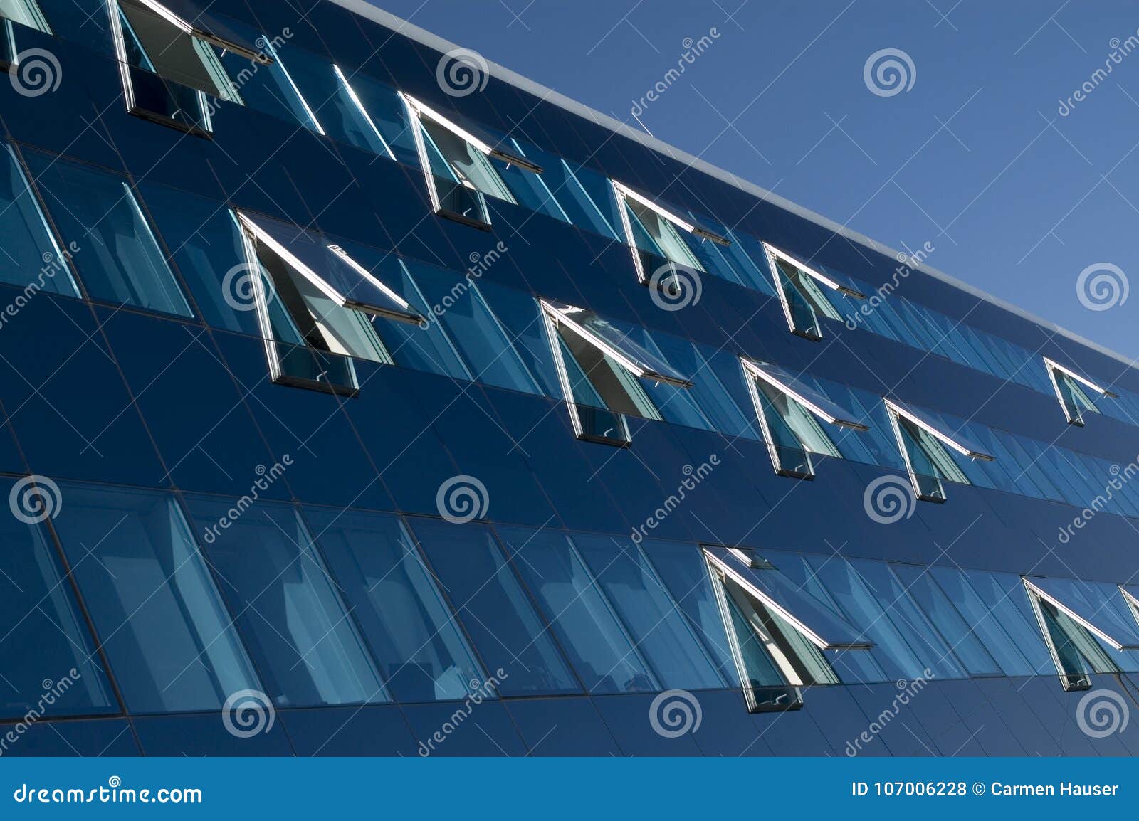 Glass Facade with Open Windows Stock Photo - Image of city, glass ...