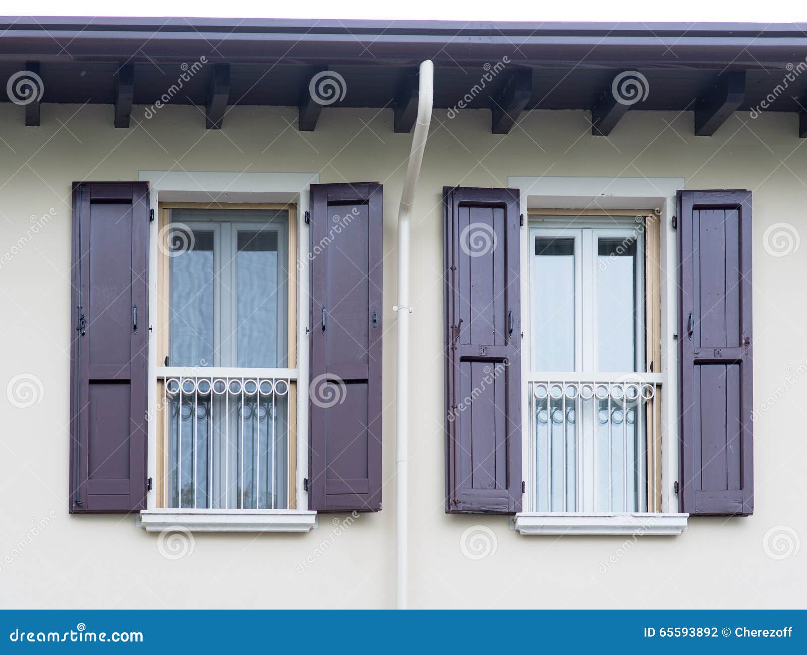 Open windows with shutters stock photo. Image of home - 65593892