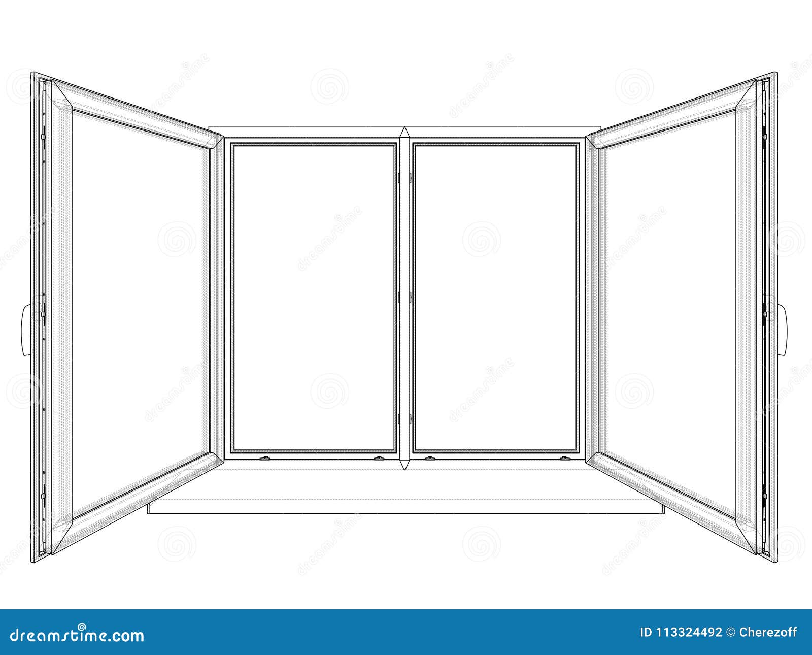 Open windows sketch stock illustration. Illustration of simple - 113324492