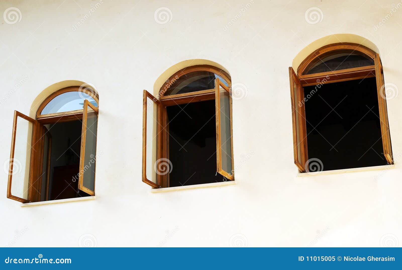 Open windows on white wall stock image. Image of opened - 11015005