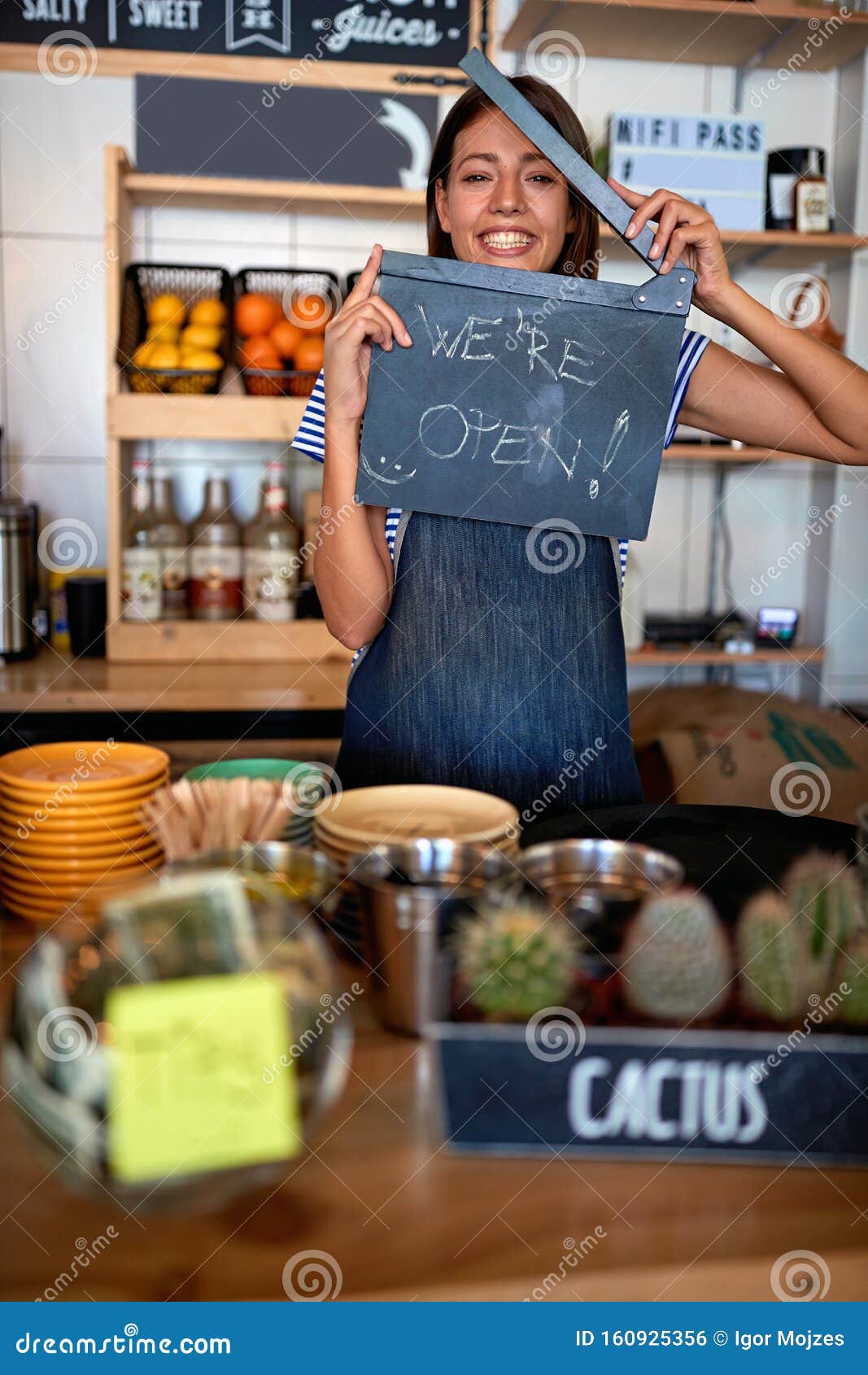 We are Open - Woman Opening Their Store Stock Photo - Image of concept ...