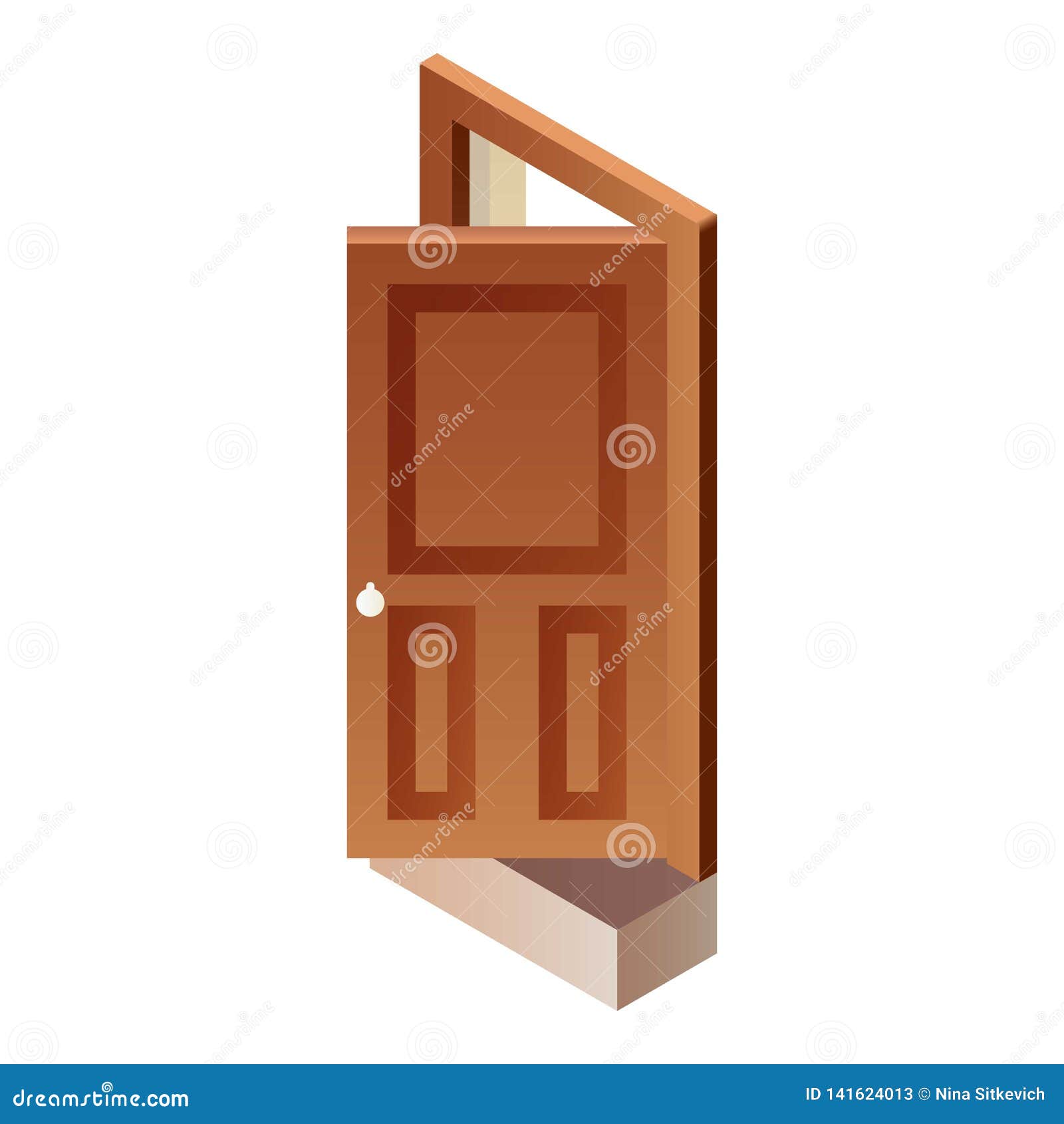 Open Wood Door Icon, Isometric Style Stock Vector - Illustration of ...