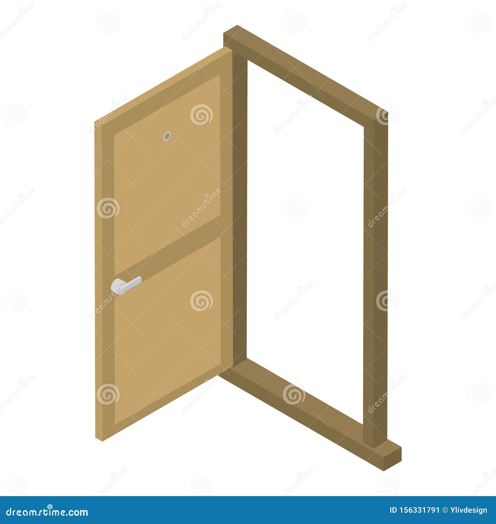 Open Wood Door Icon, Isometric Style Stock Vector - Illustration of ...