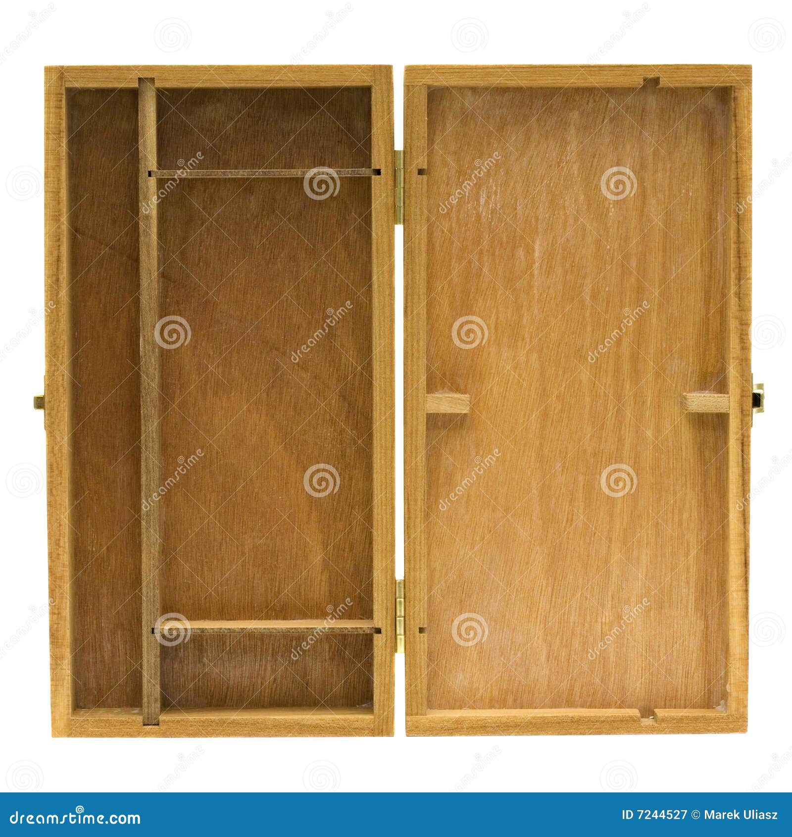 Open Wooden Box with Dividers Stock Image - Image of scratch, grain ...