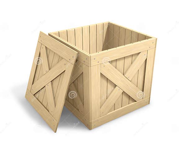 Open Wooden Crate stock illustration. Illustration of rendered - 4994035