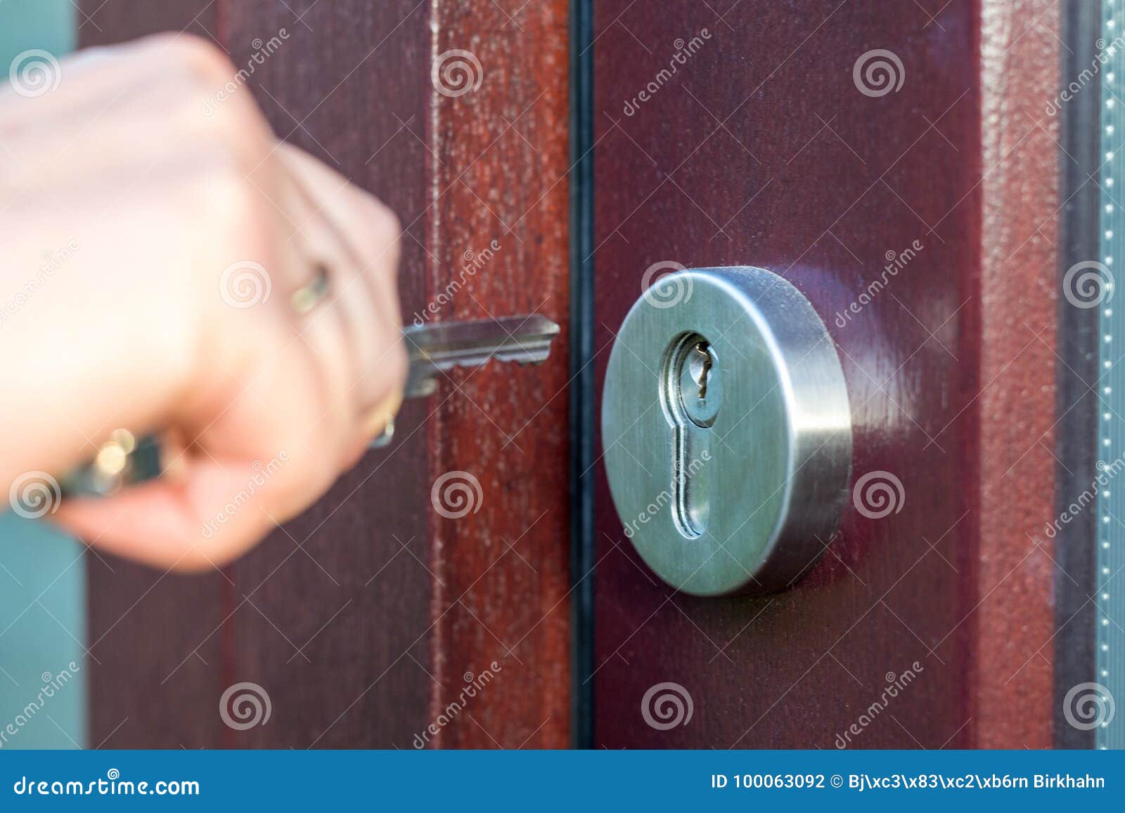 Open the Wooden Door with the Key Stock Photo - Image of closeup ...