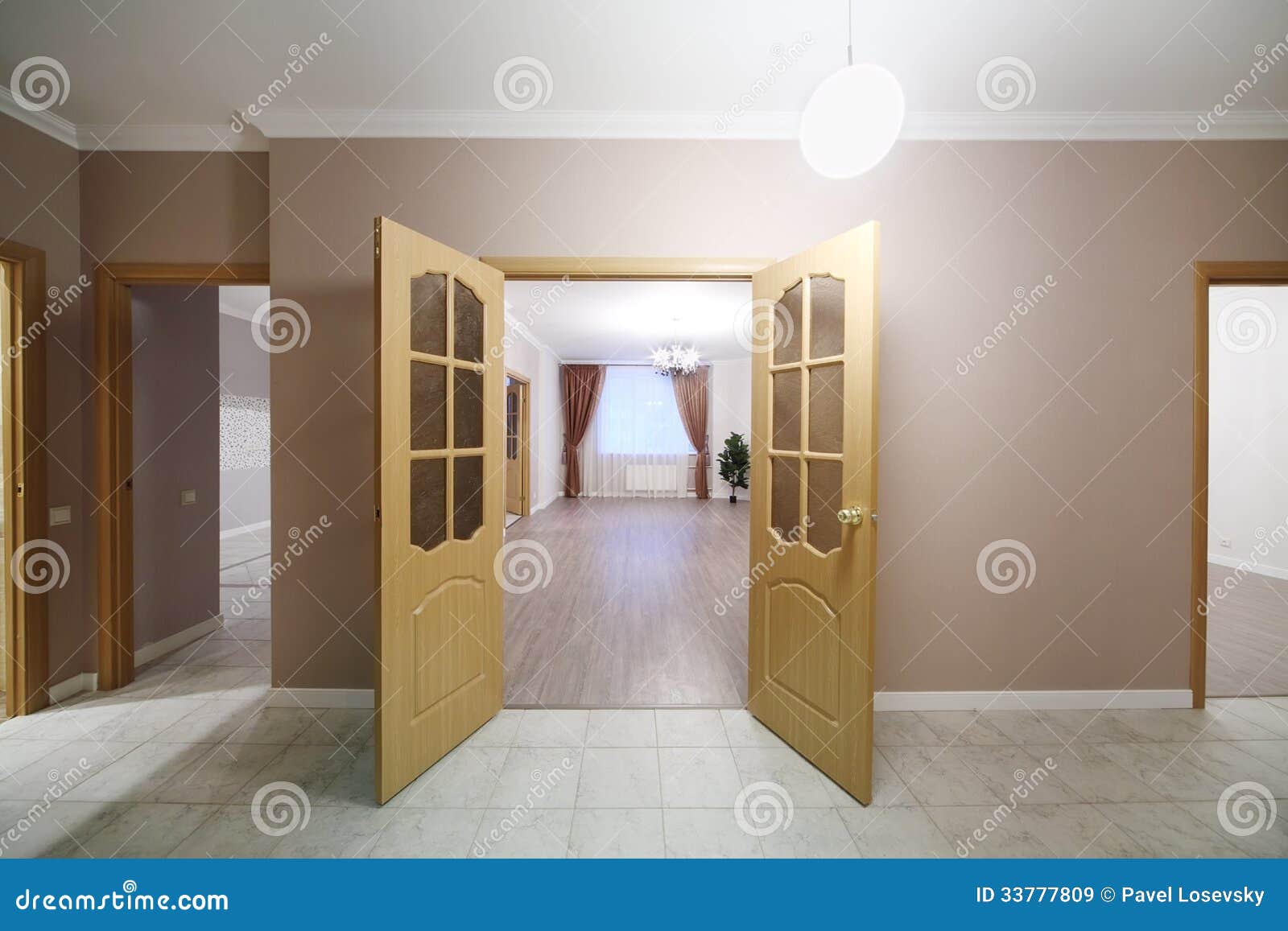 Open Wooden Doors Leading into Spacious Room Stock Image - Image of ...