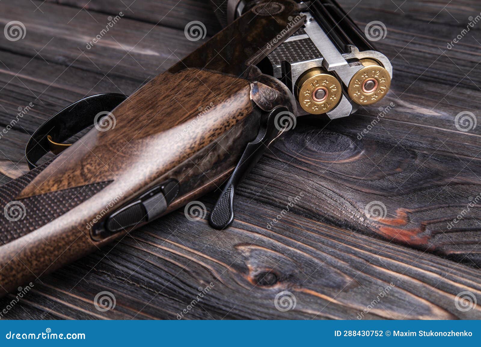 Open Hunting Rifle on a Wooden Background Stock Photo - Image of ...