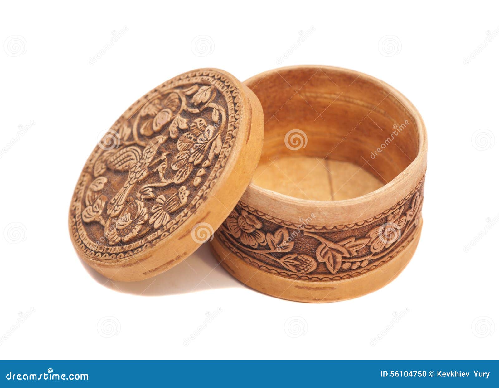 Open wooden round box stock photo. Image of present, simple - 56104750