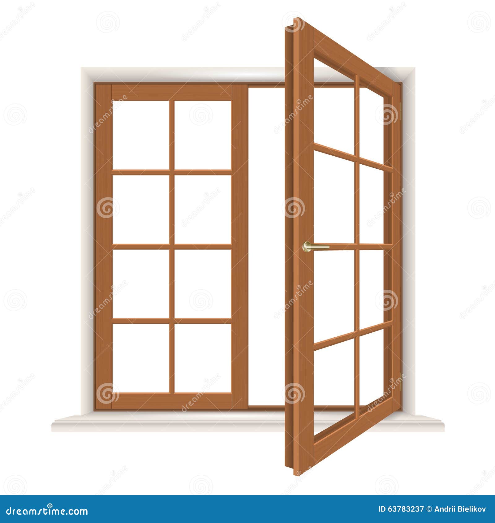Open wooden window stock vector. Illustration of square - 63783237