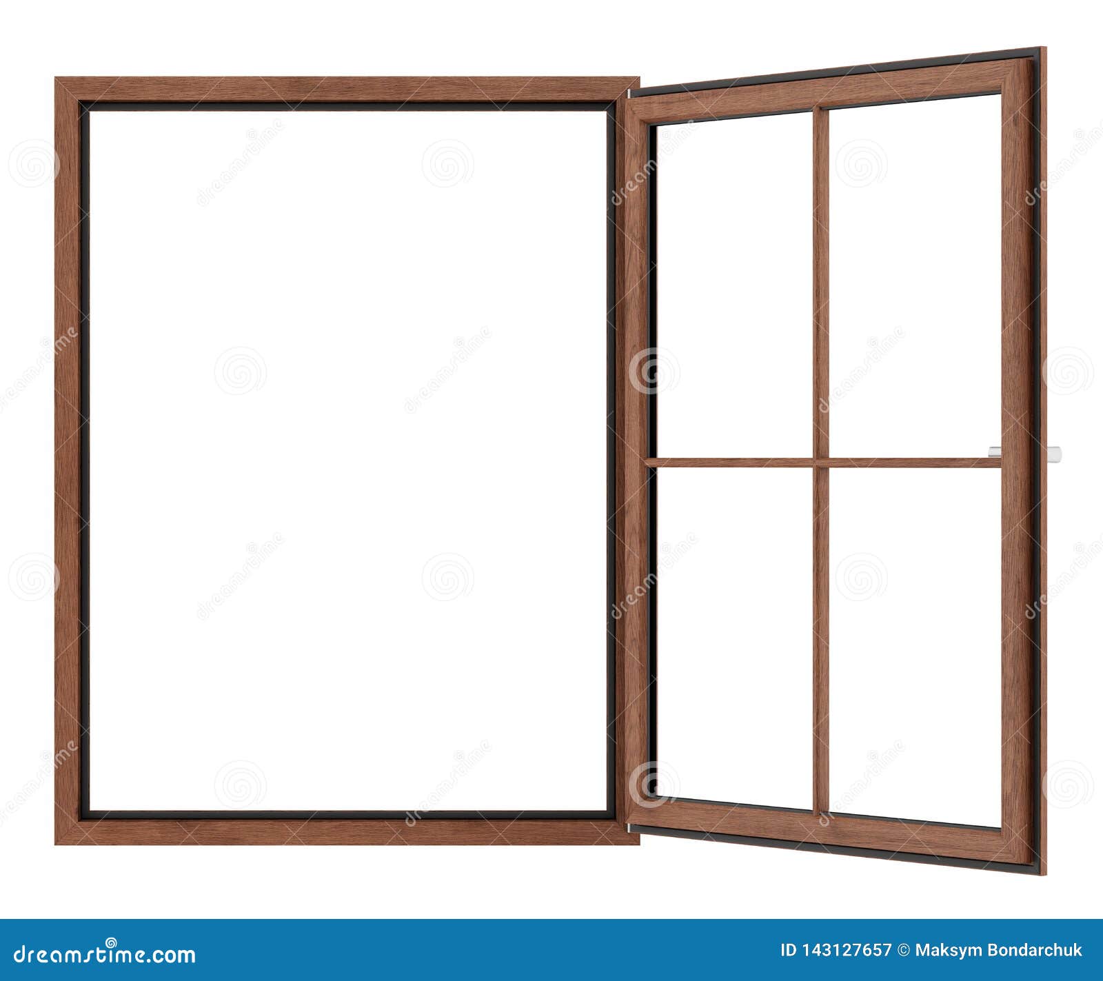 Open Wooden Window Isolated on White Stock Illustration - Illustration ...