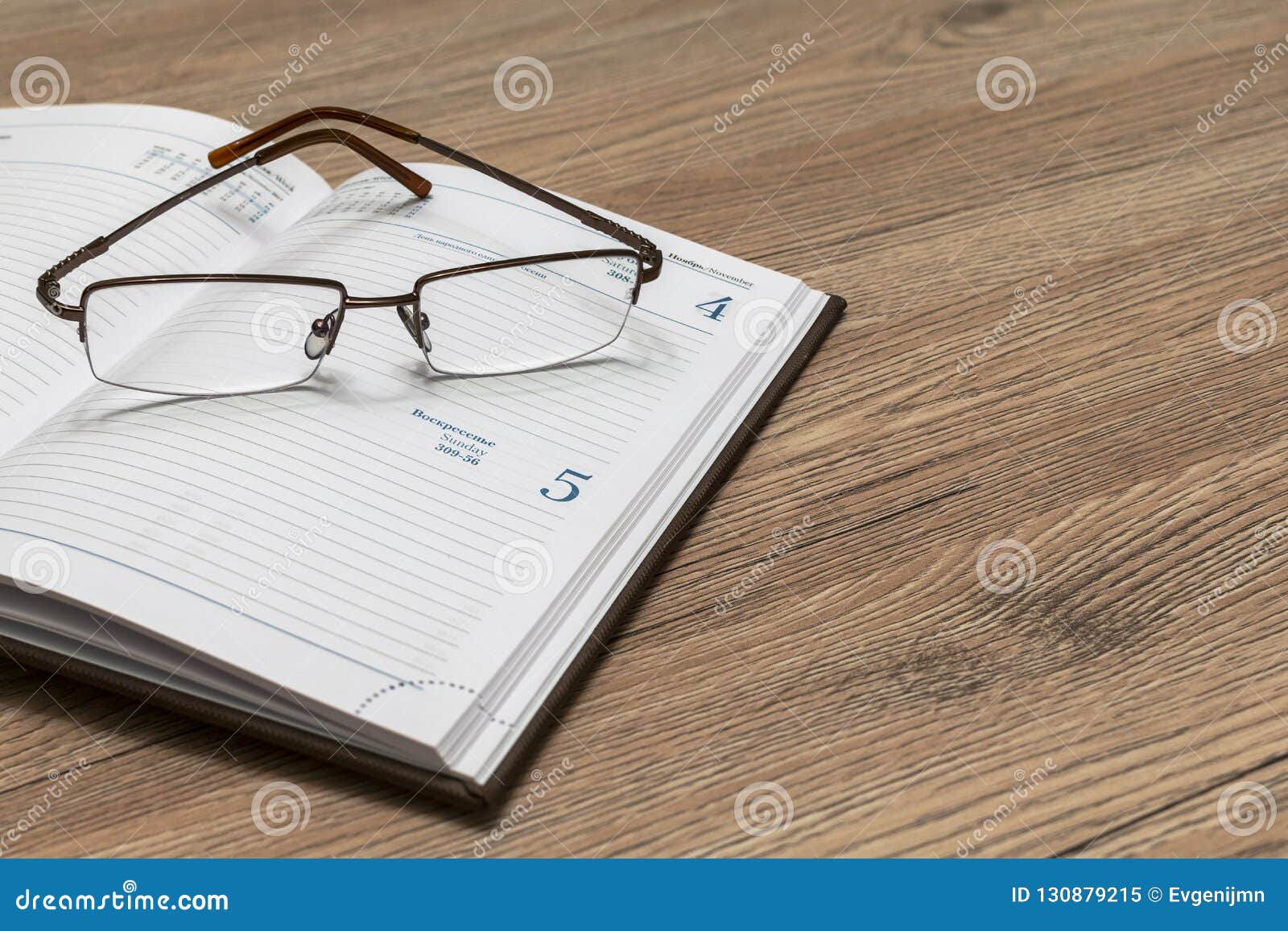 Open Working Diary on Your Desktop Stock Image - Image of brown ...