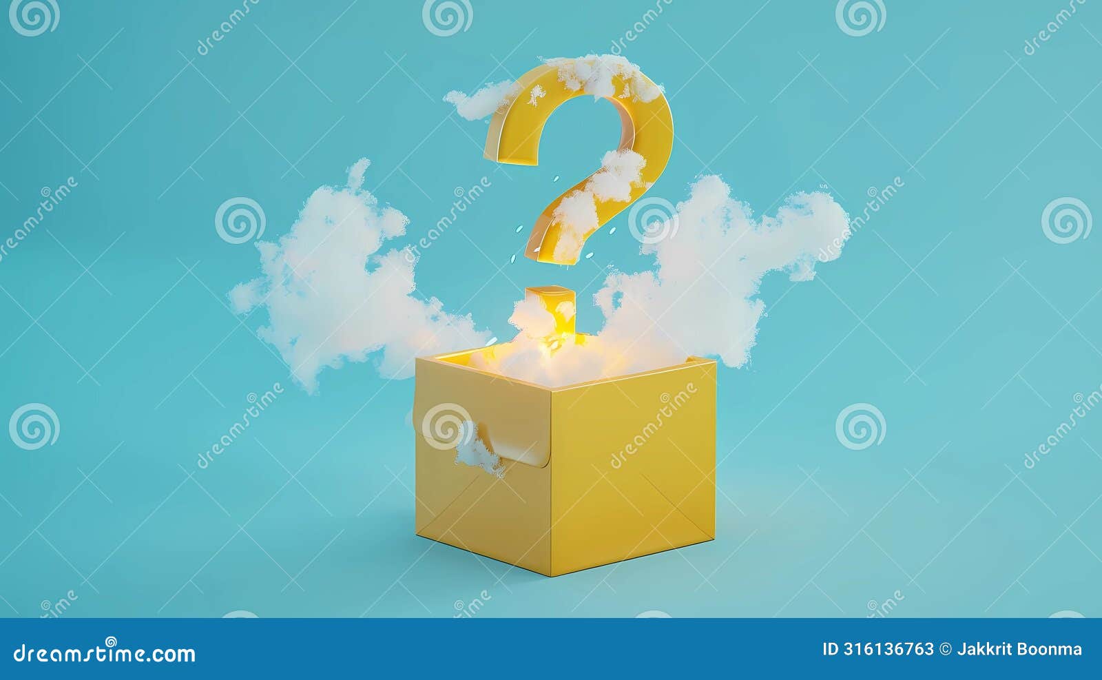 Open Yellow Box with Question Mark on Blue Background, Generative AI ...