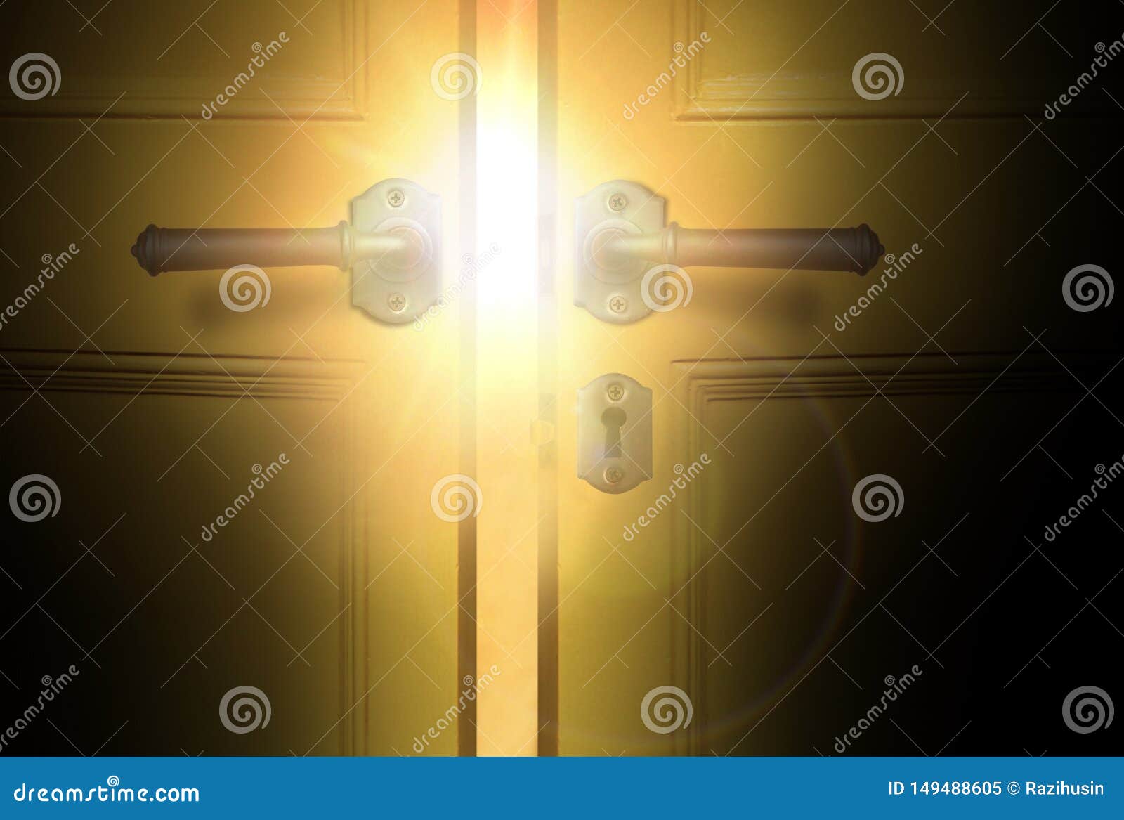 Open Yellow Door with Bright Sunlight Stock Image - Image of future ...