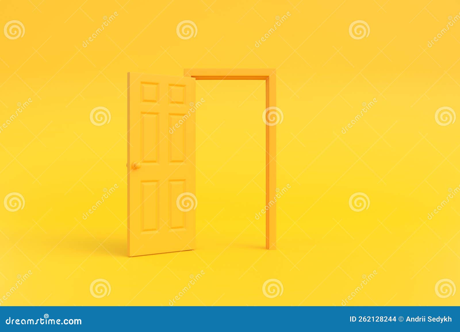 Open Yellow Door in a Room with a Yellow Background Stock Illustration ...