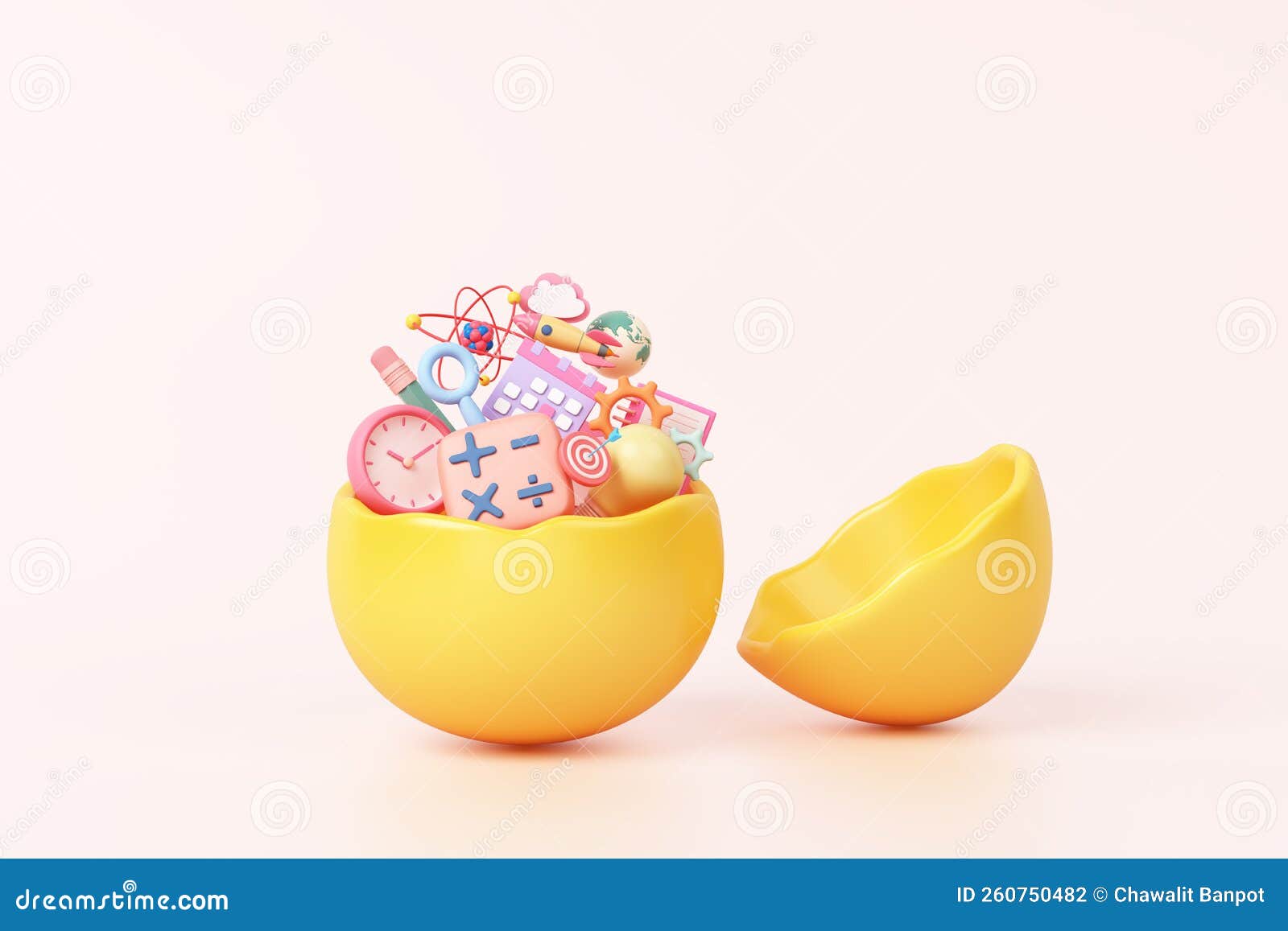 Open Yellow Eggshell Creative Idea Light Bulb Work or Kid Study ...