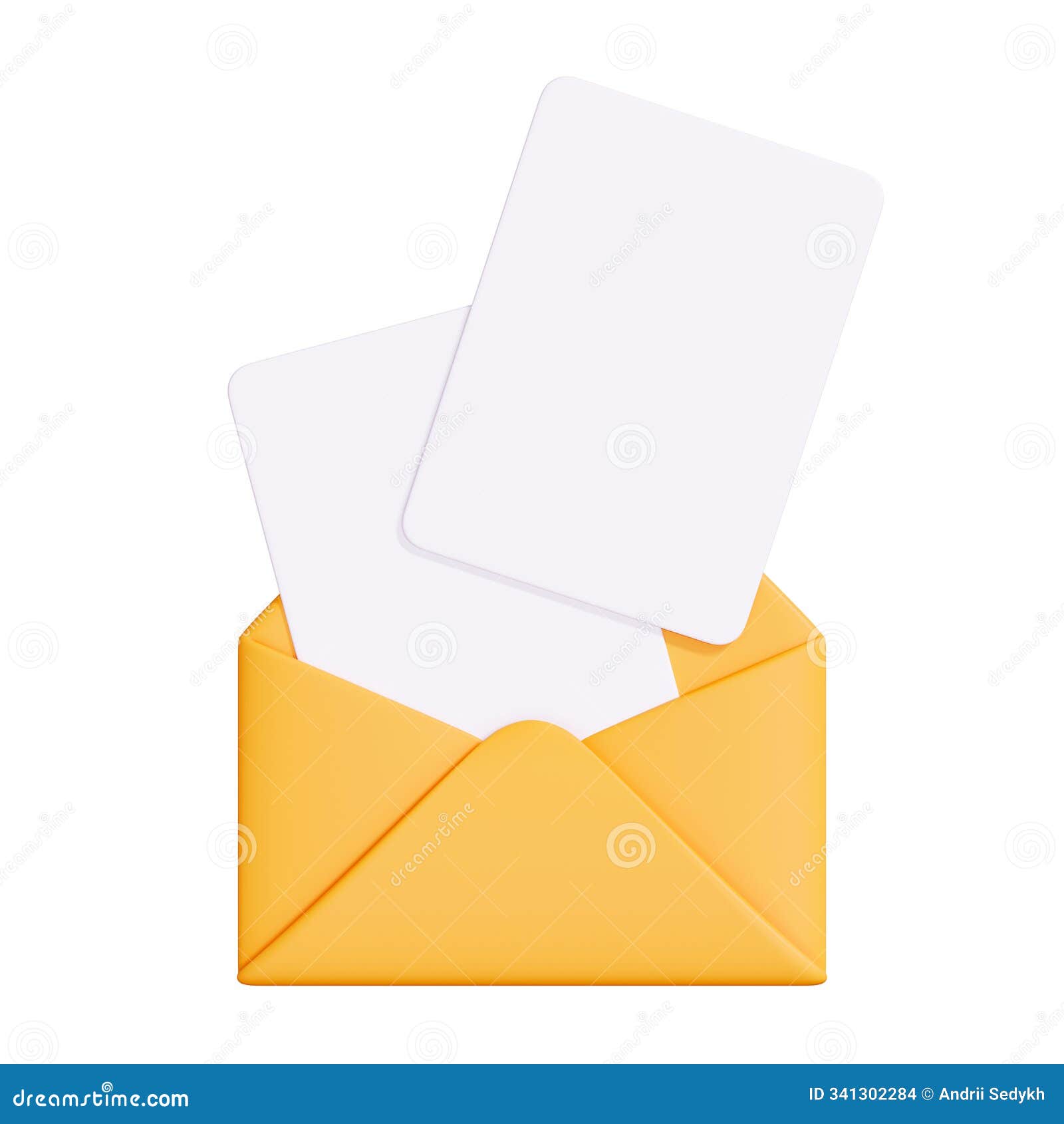 Open Yellow Envelope with Blank Cards Stock Illustration - Illustration ...