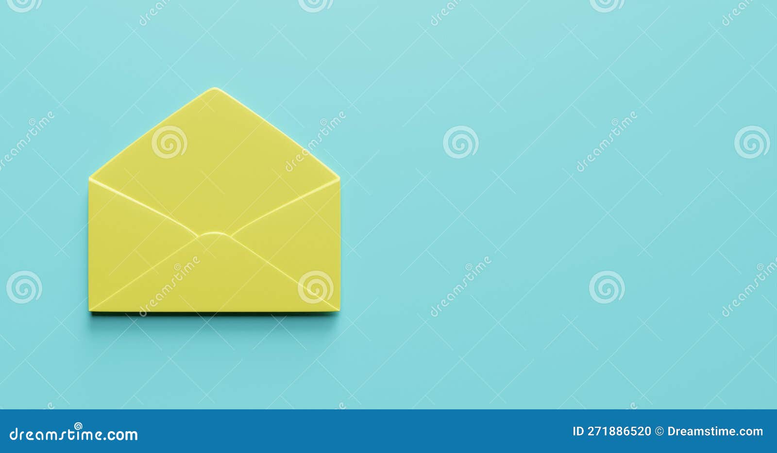 Open Yellow Envelope on a Blue Background. 3d Rendering Stock ...
