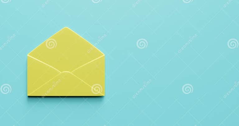 Open Yellow Envelope on a Blue Background. 3d Rendering Stock ...