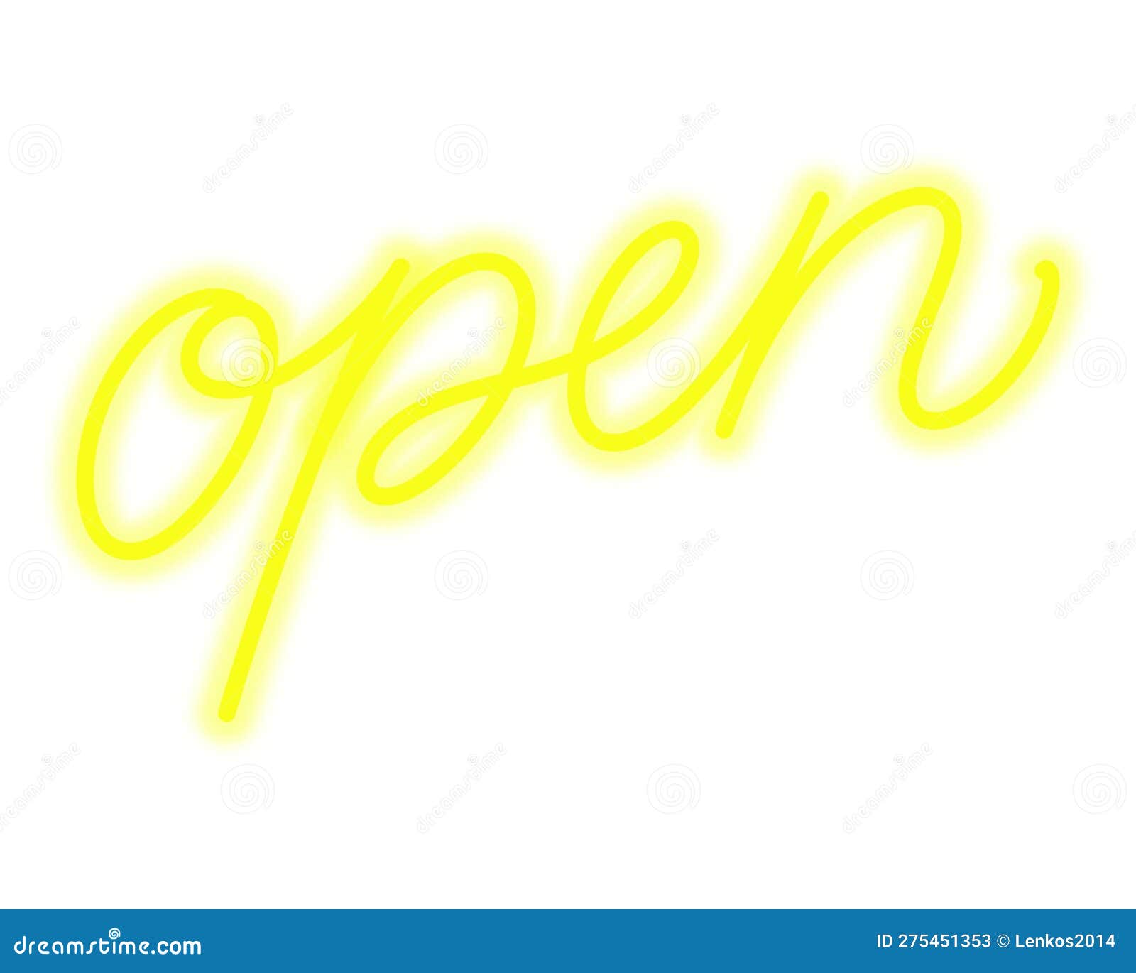 Open - Yellow Neon Sign. Hand Written Calligraphic Word. Glowing ...