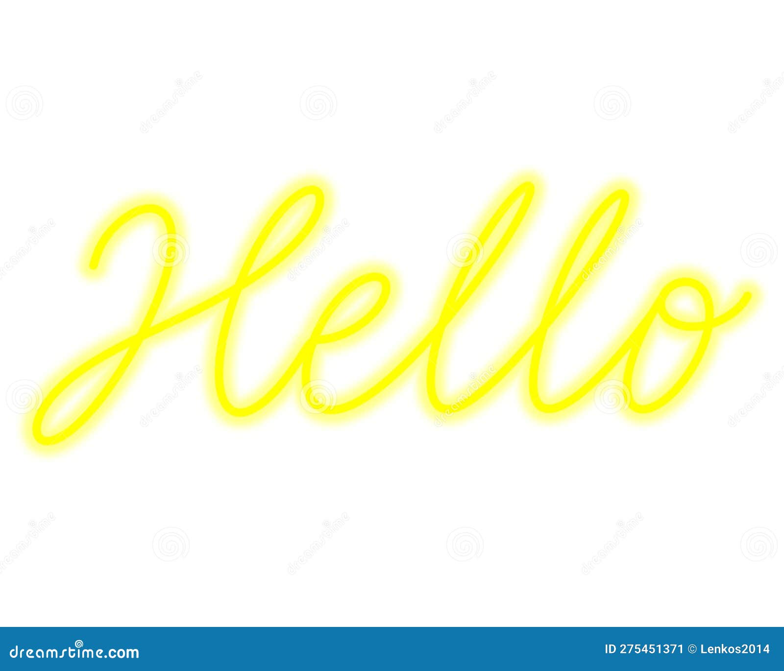 Hello - Yellow Neon Sign. Hand Written Calligraphic Word. Glowing ...