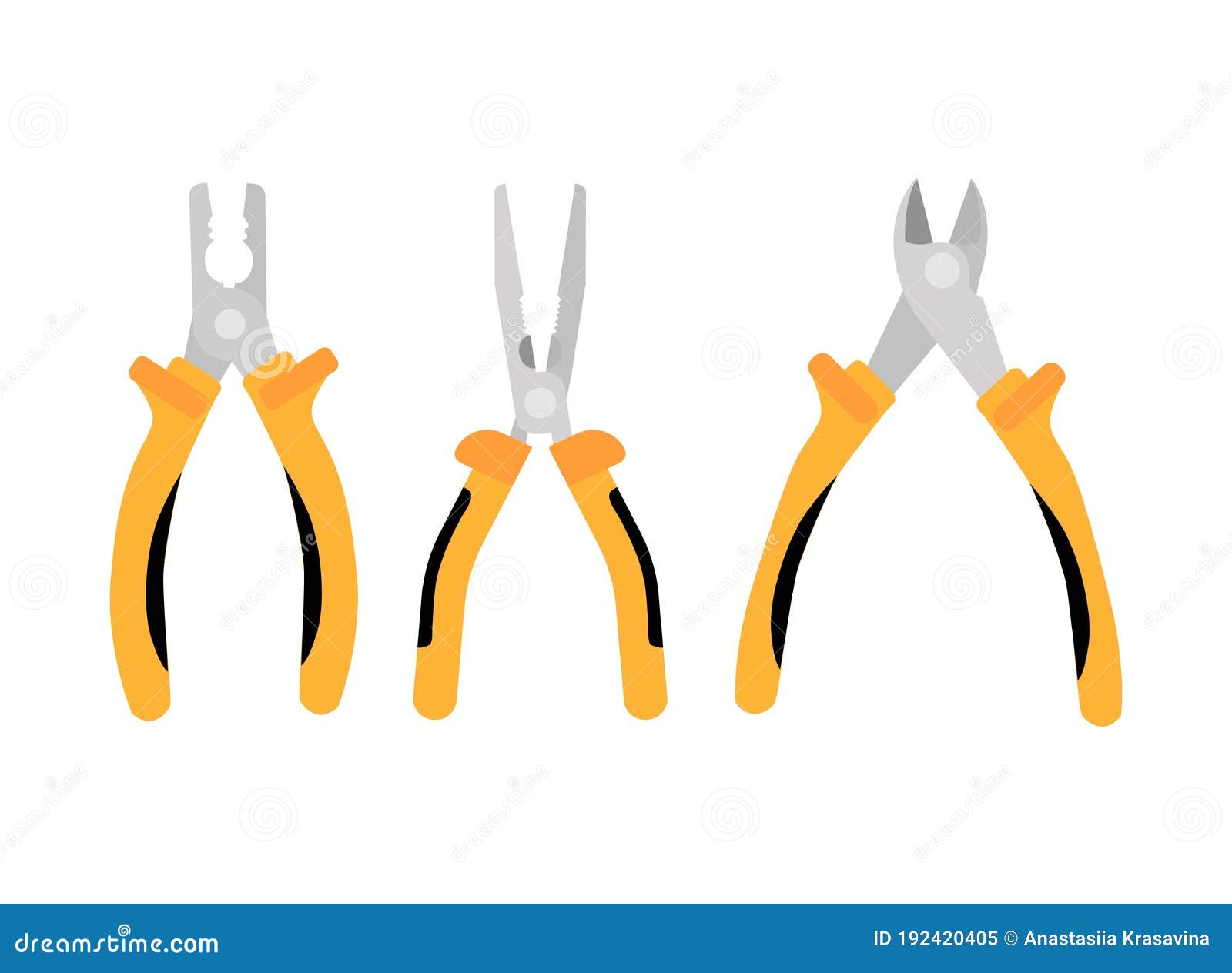Open Yellow Side Cutters and Pliers with Thin and Thick Sponge Pliers ...