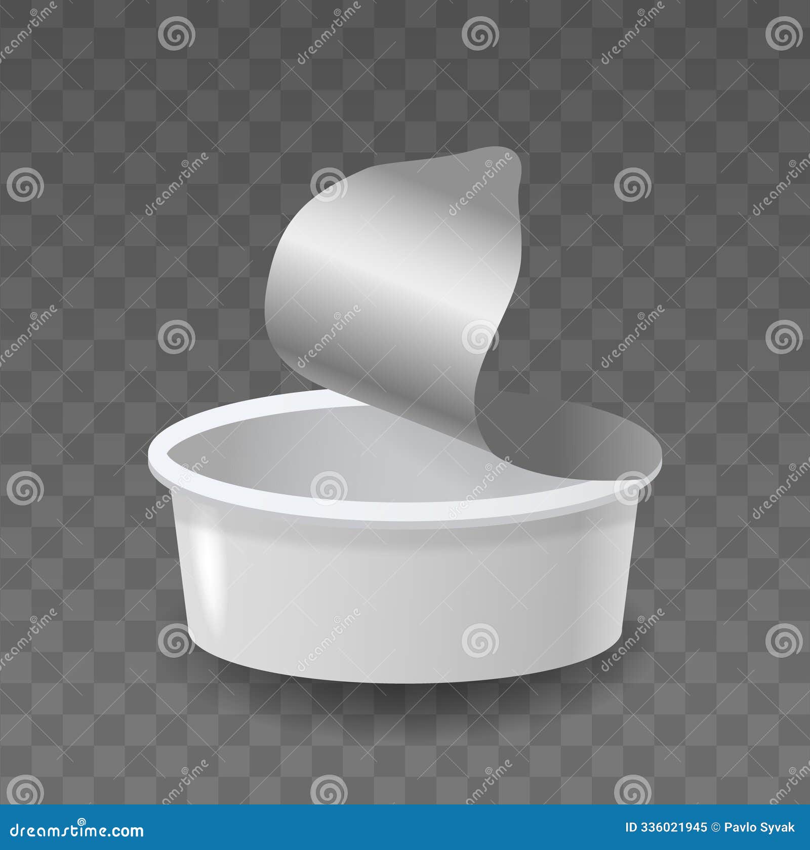 Open Yogurt Container with a Silver Foil Lid on Transparent Background ...