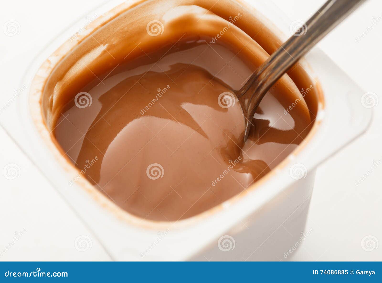 Open Yogurt in Pot with Metal Spoon Stock Image - Image of yogurt ...