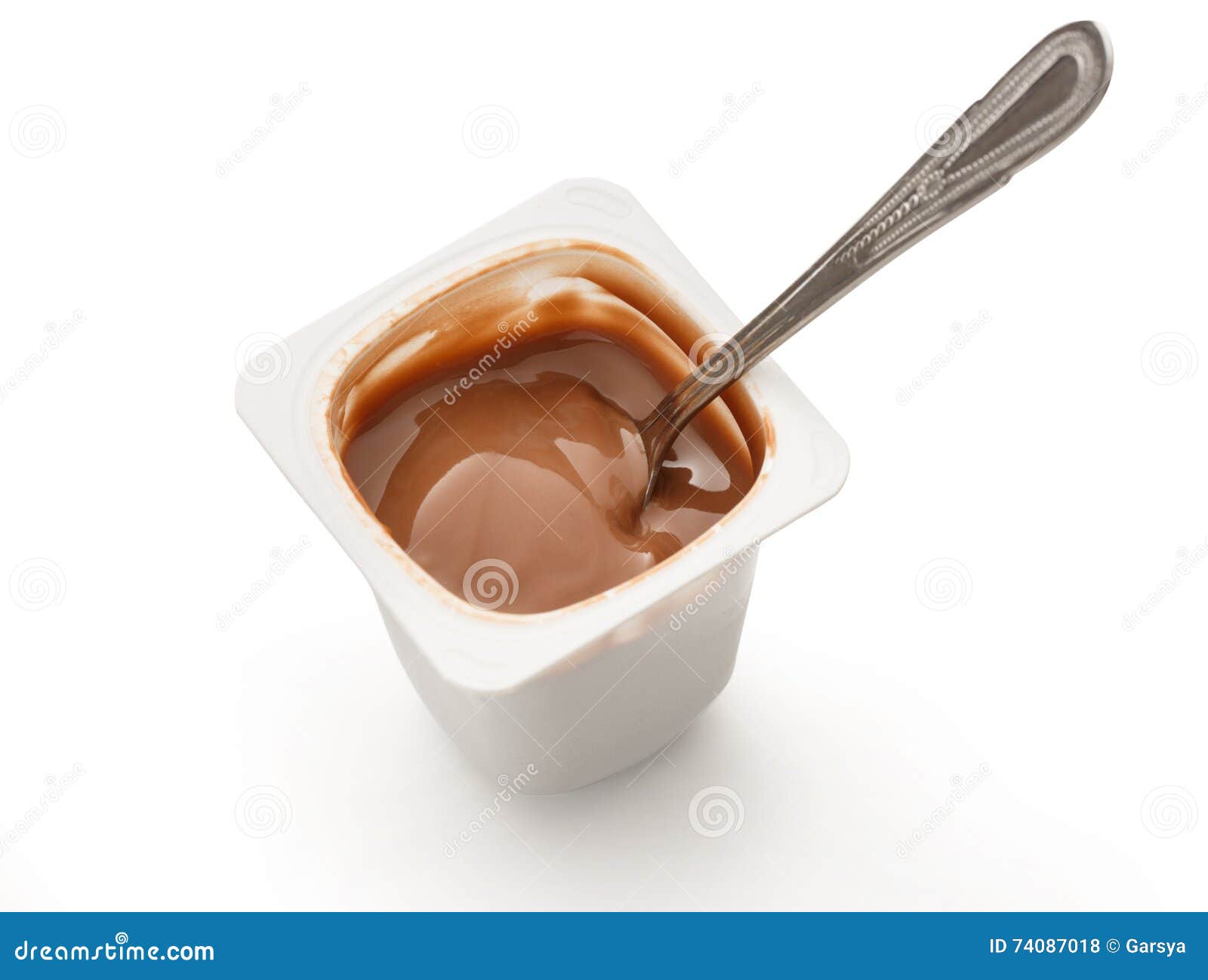 Open Yogurt in Pot with Metal Spoon Stock Photo - Image of yoghurt ...