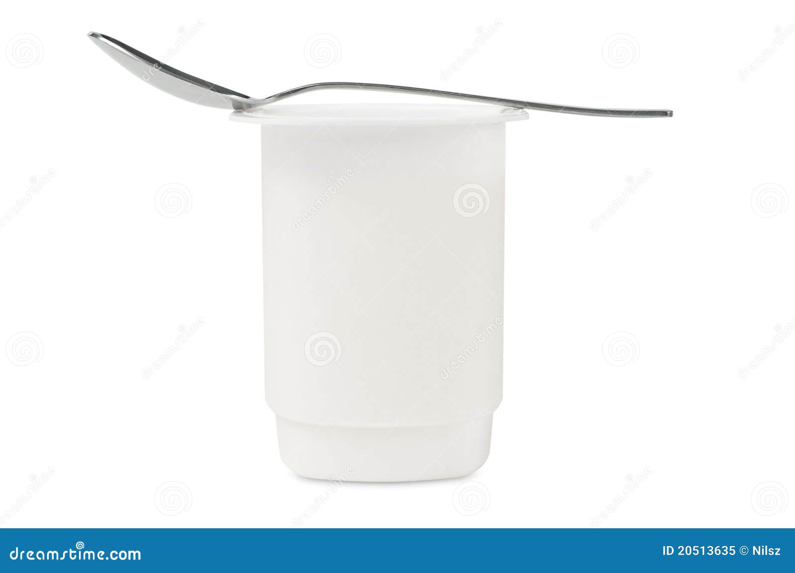 Open yogurt pot with spoon stock image. Image of yogurt - 20513635