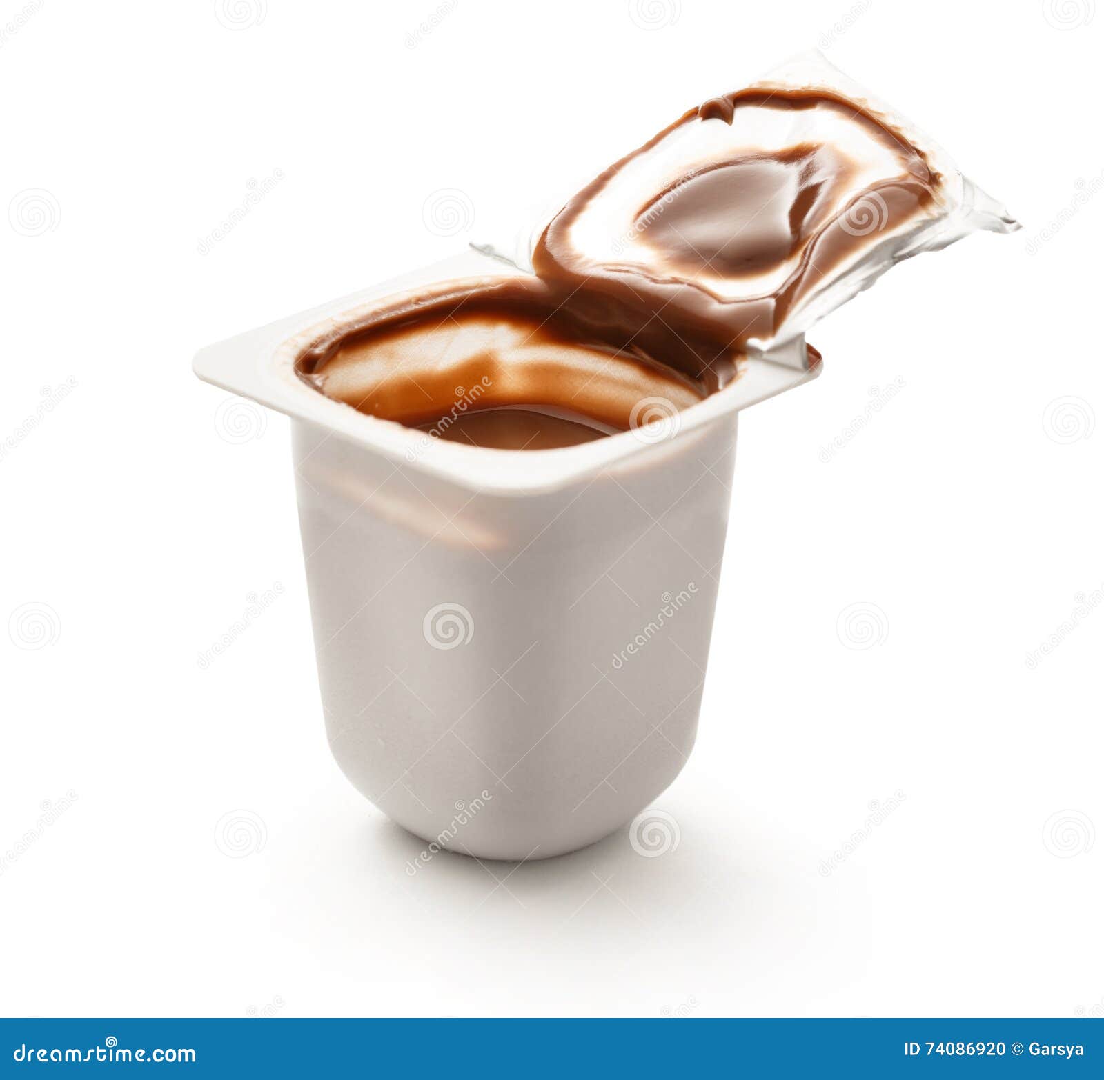 Open yogurt in pot stock photo. Image of cutout, sweet - 74086920