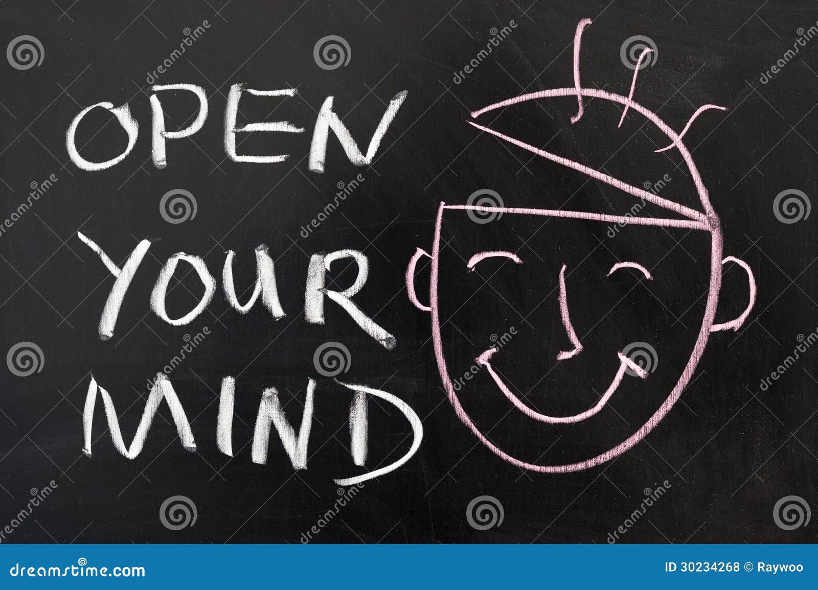 Open your mind stock photo. Image of head, board, script - 30234268