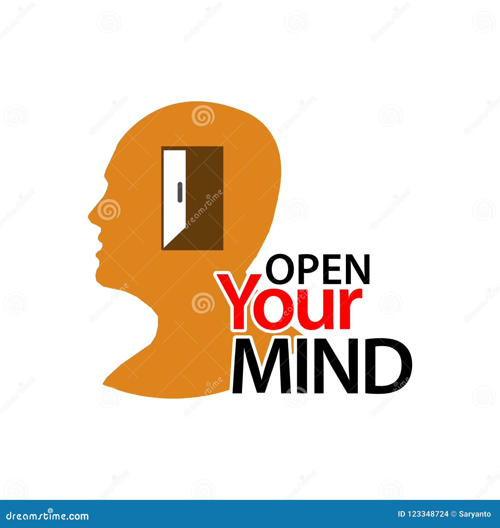 Open Your Mind with People Icon. Flat Vector Illustration on White ...