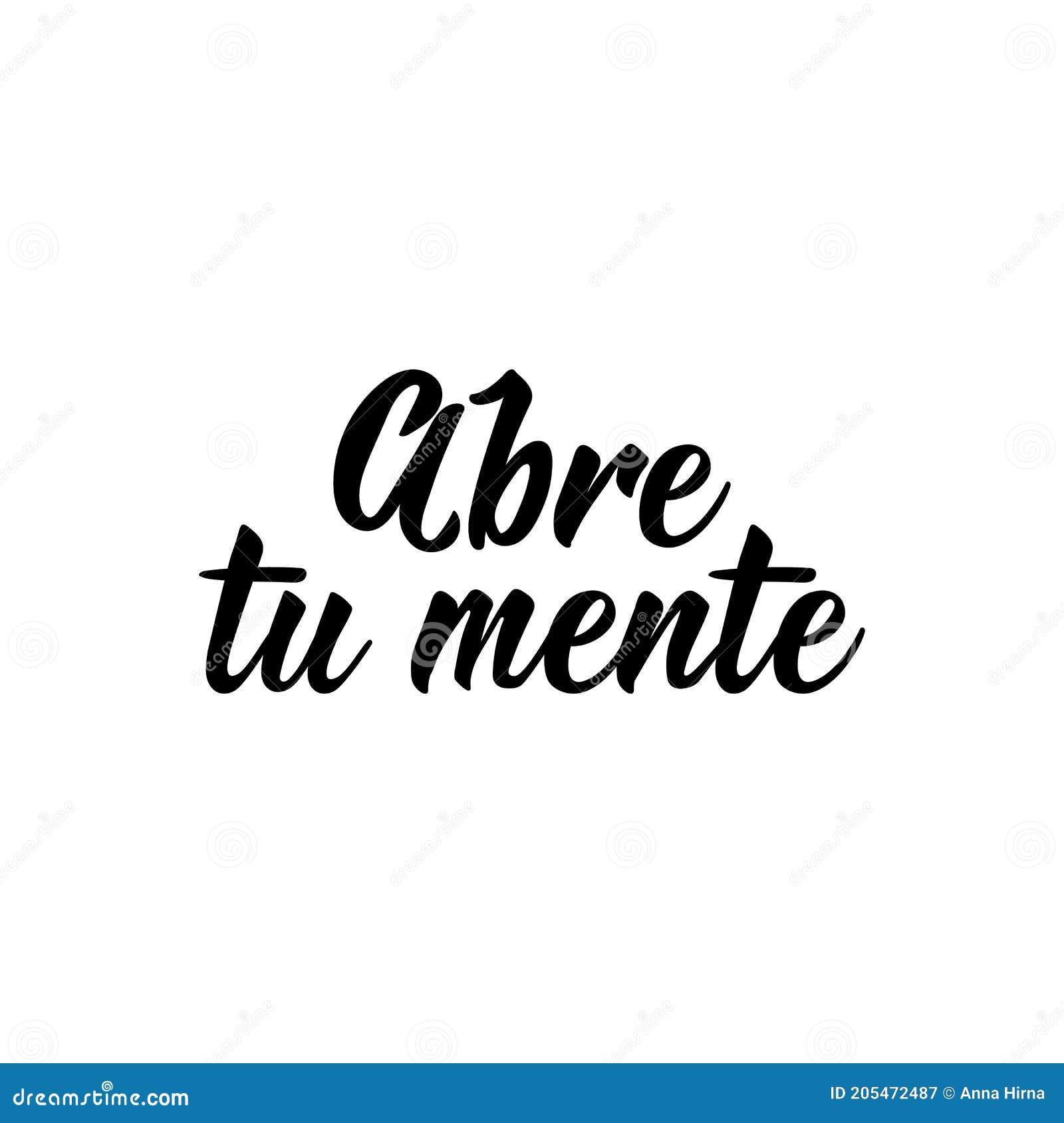 Open Your Mind In Spanish Lettering Ink Illustration Modern Brush