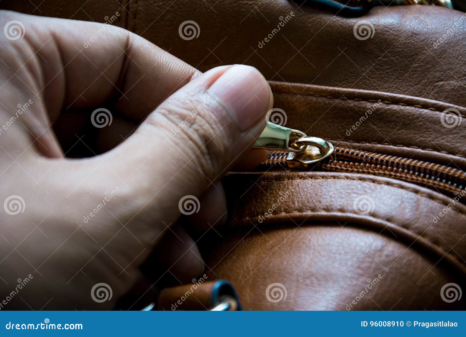 Open the Zip Close Up View Use for Concept Travel Stock Photo - Image ...
