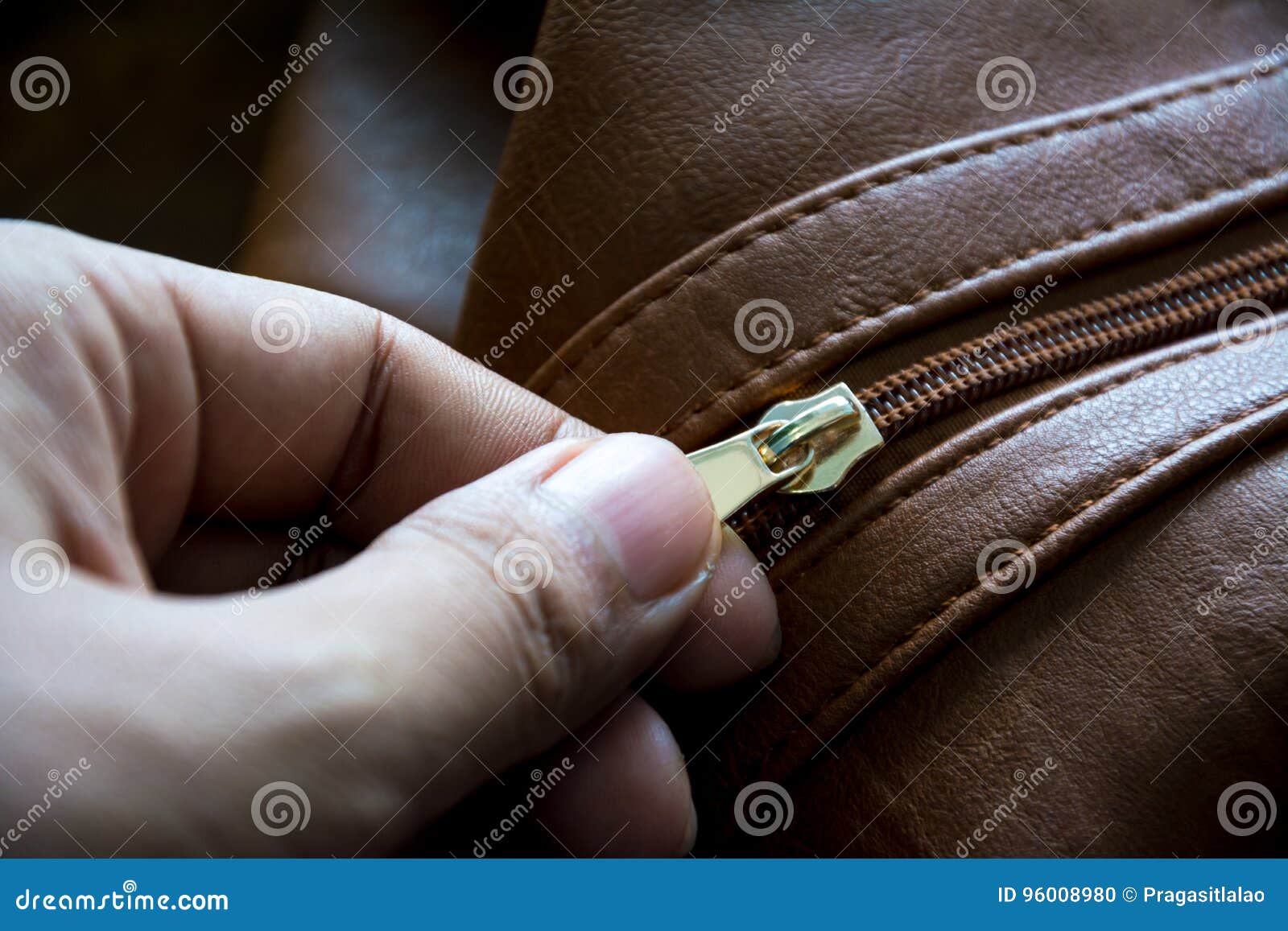 Open the Zip Close Up View Use for Concept Travel Stock Photo - Image ...