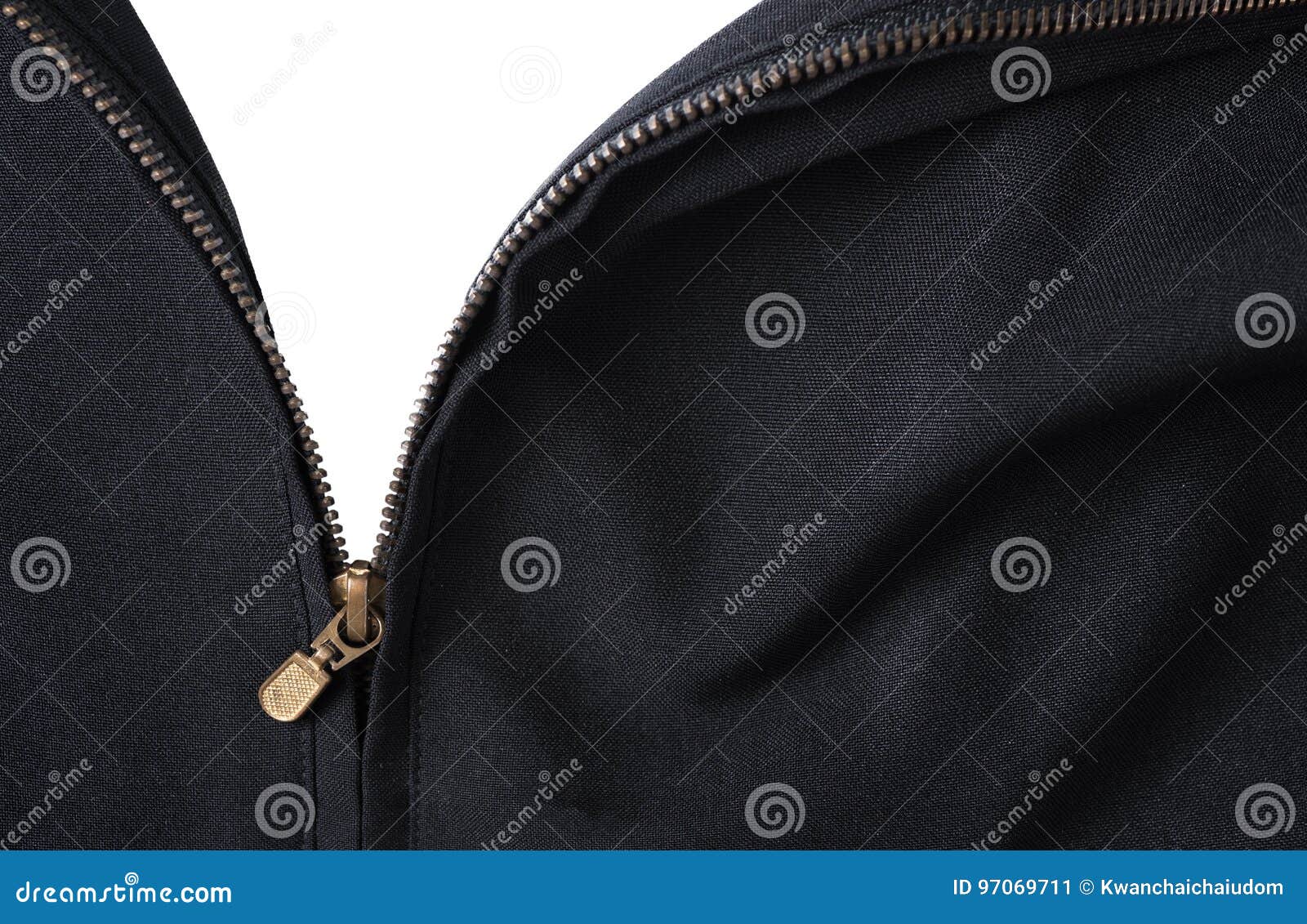 Open zipper black Jacket stock image. Image of close - 97069711