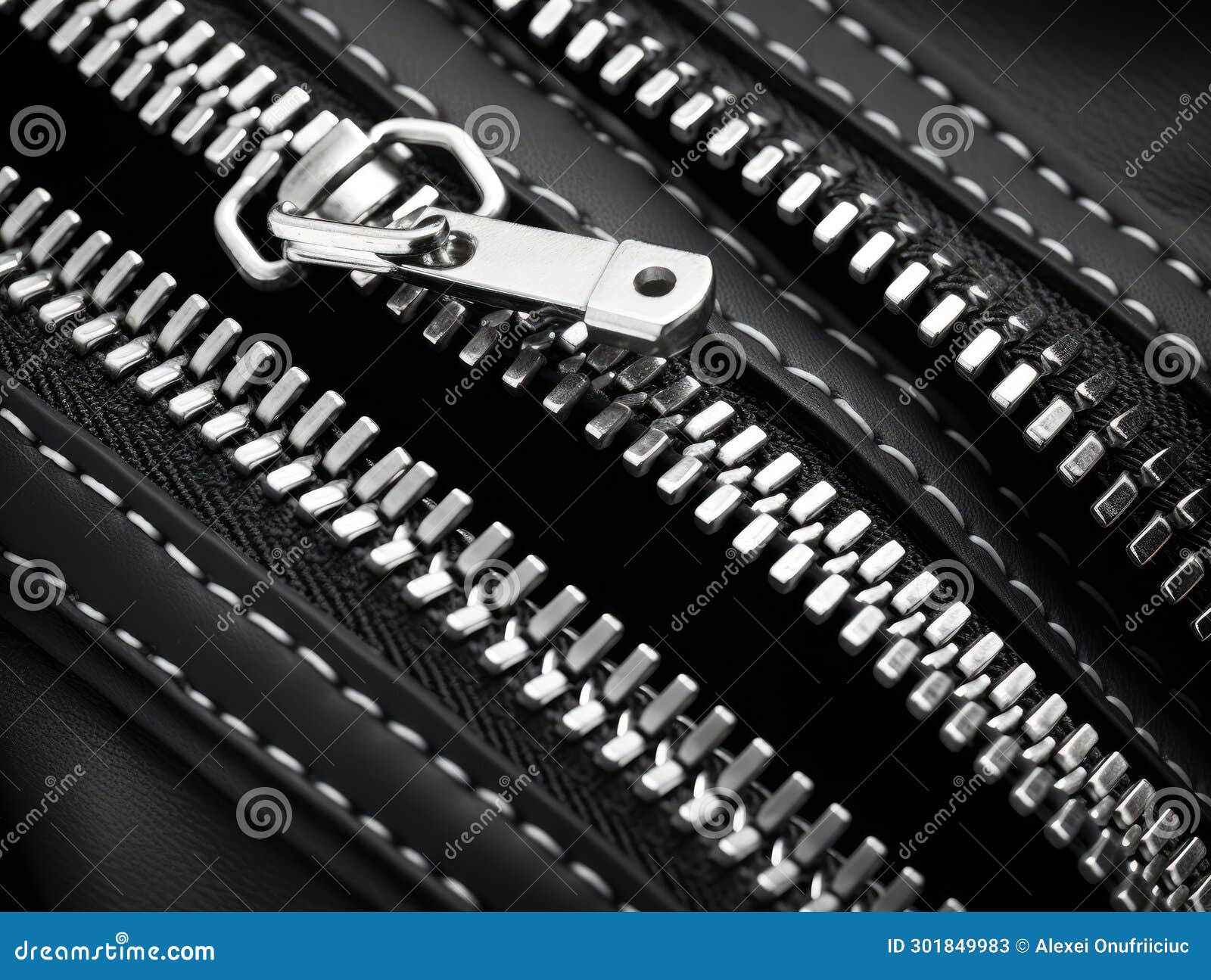 An Open Zipper with a Black and White Background Stock Image - Image of ...