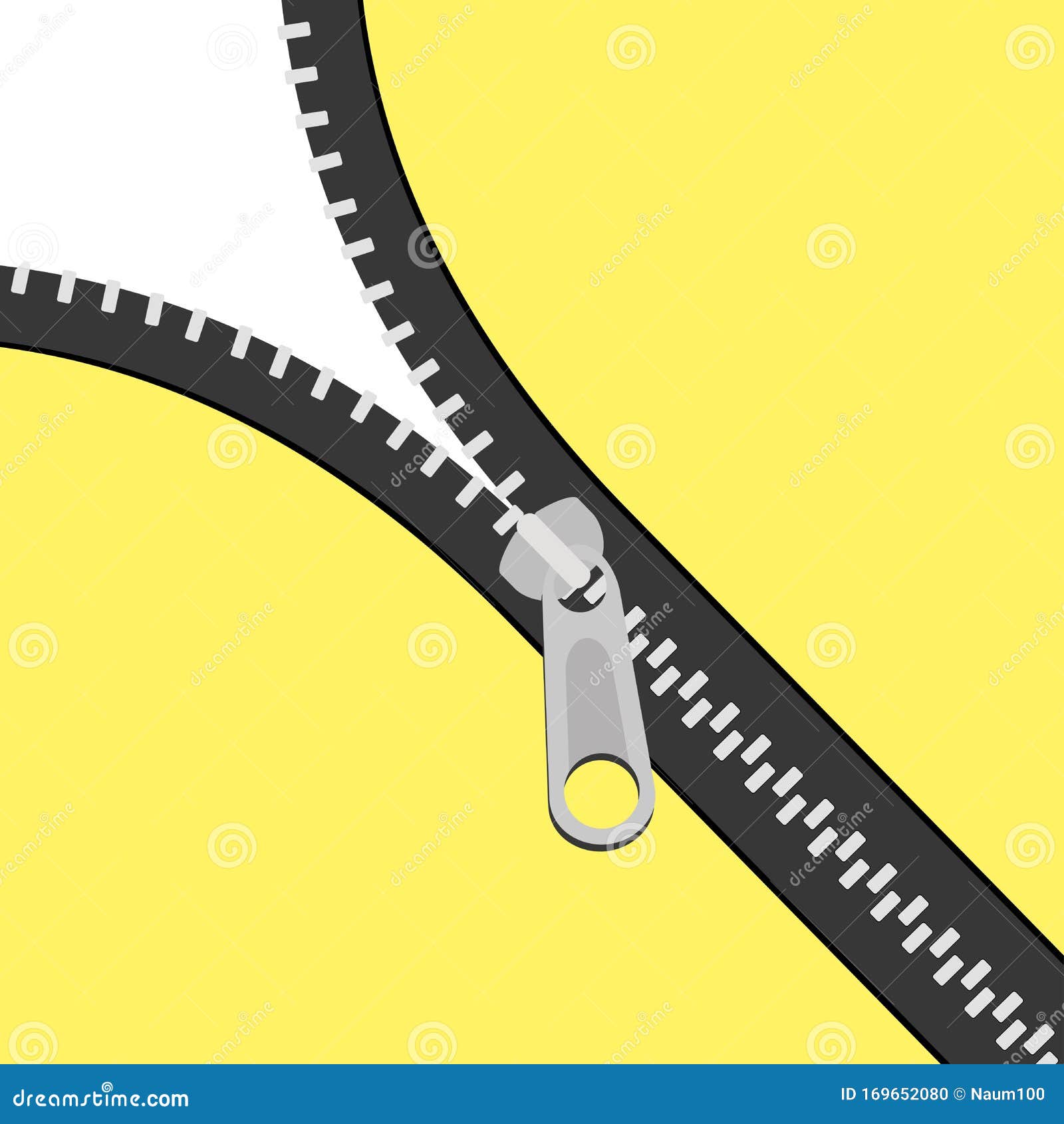 Open zipper.Flat vector stock vector. Illustration of fashion - 169652080